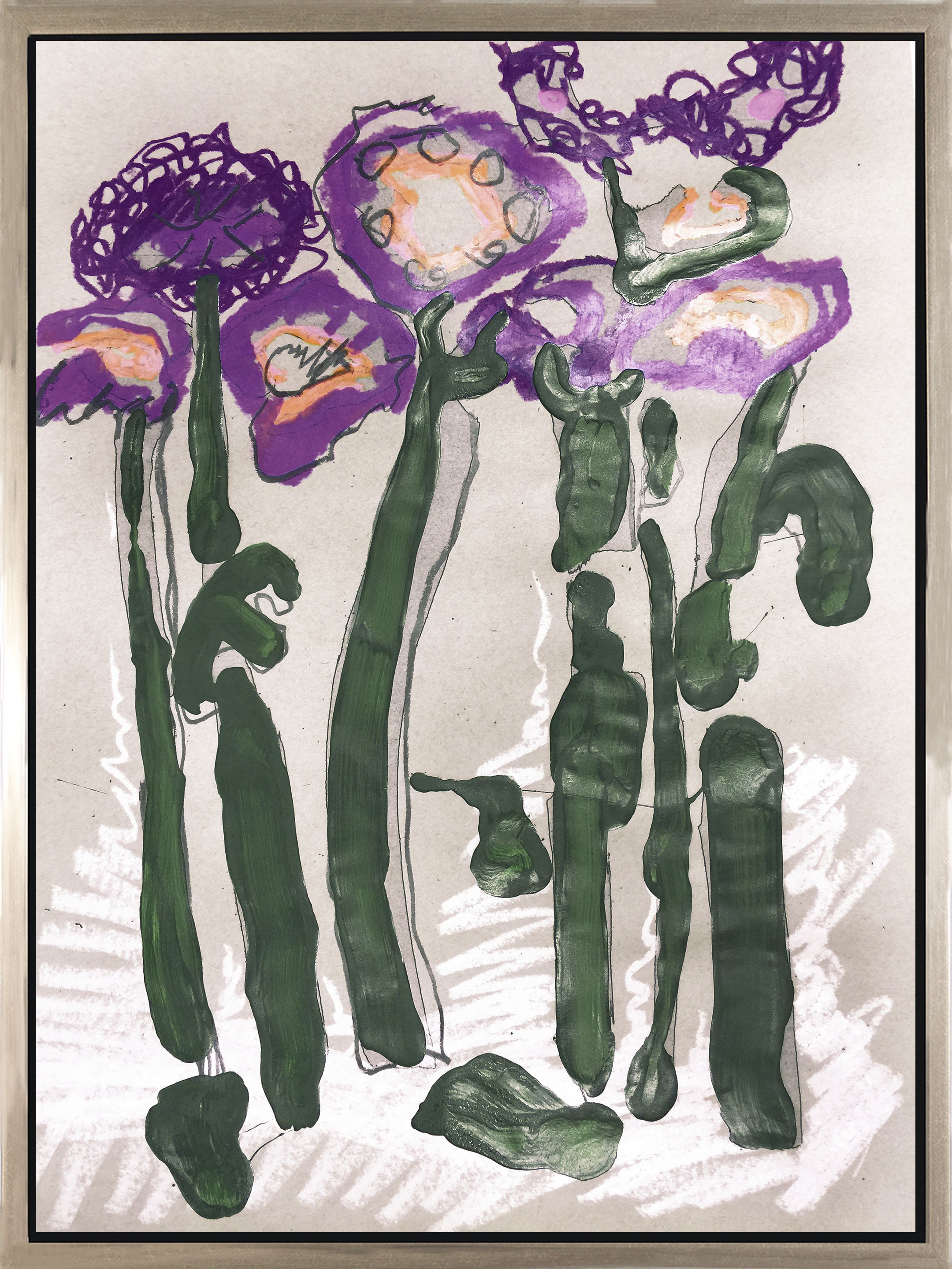 CHC Art, Inc. Big Bouquet Purple - Floater Frame Painting on Canvas ...