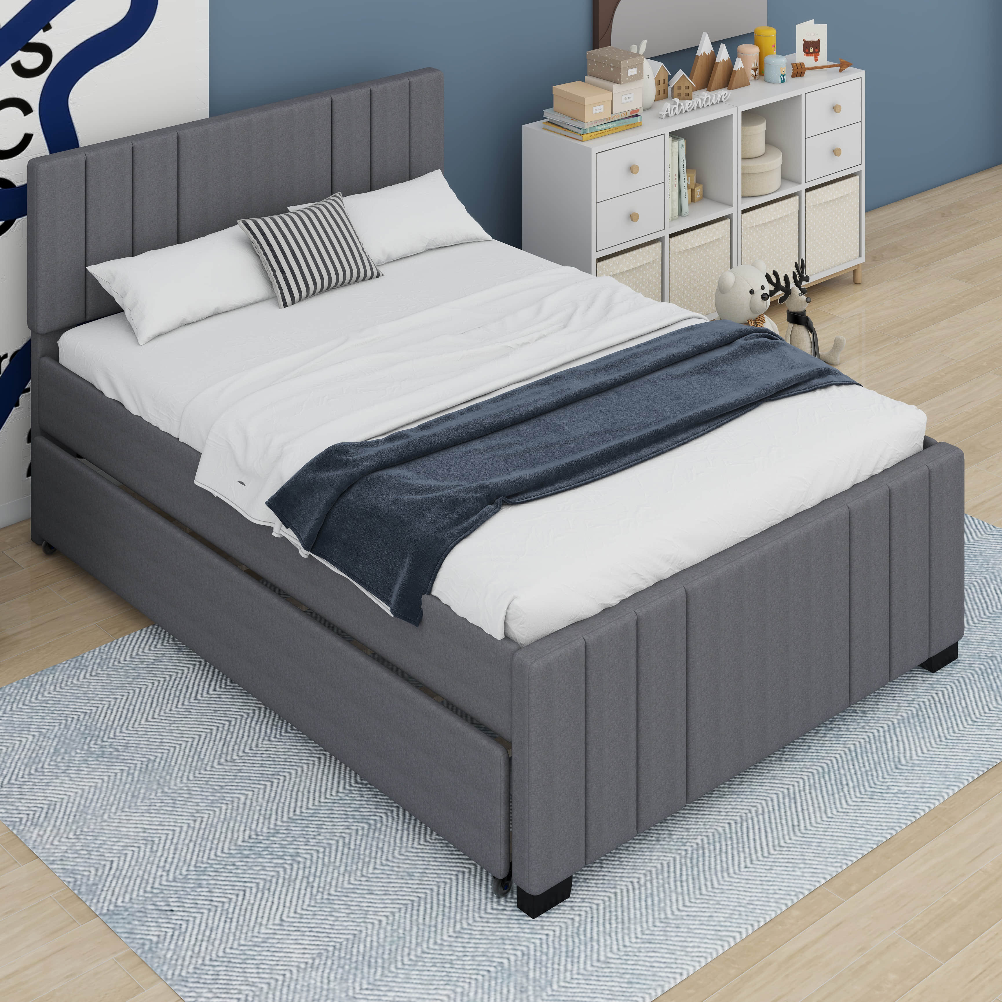Latitude Run® Full Upholstered Platform Bed with Trundle | Wayfair
