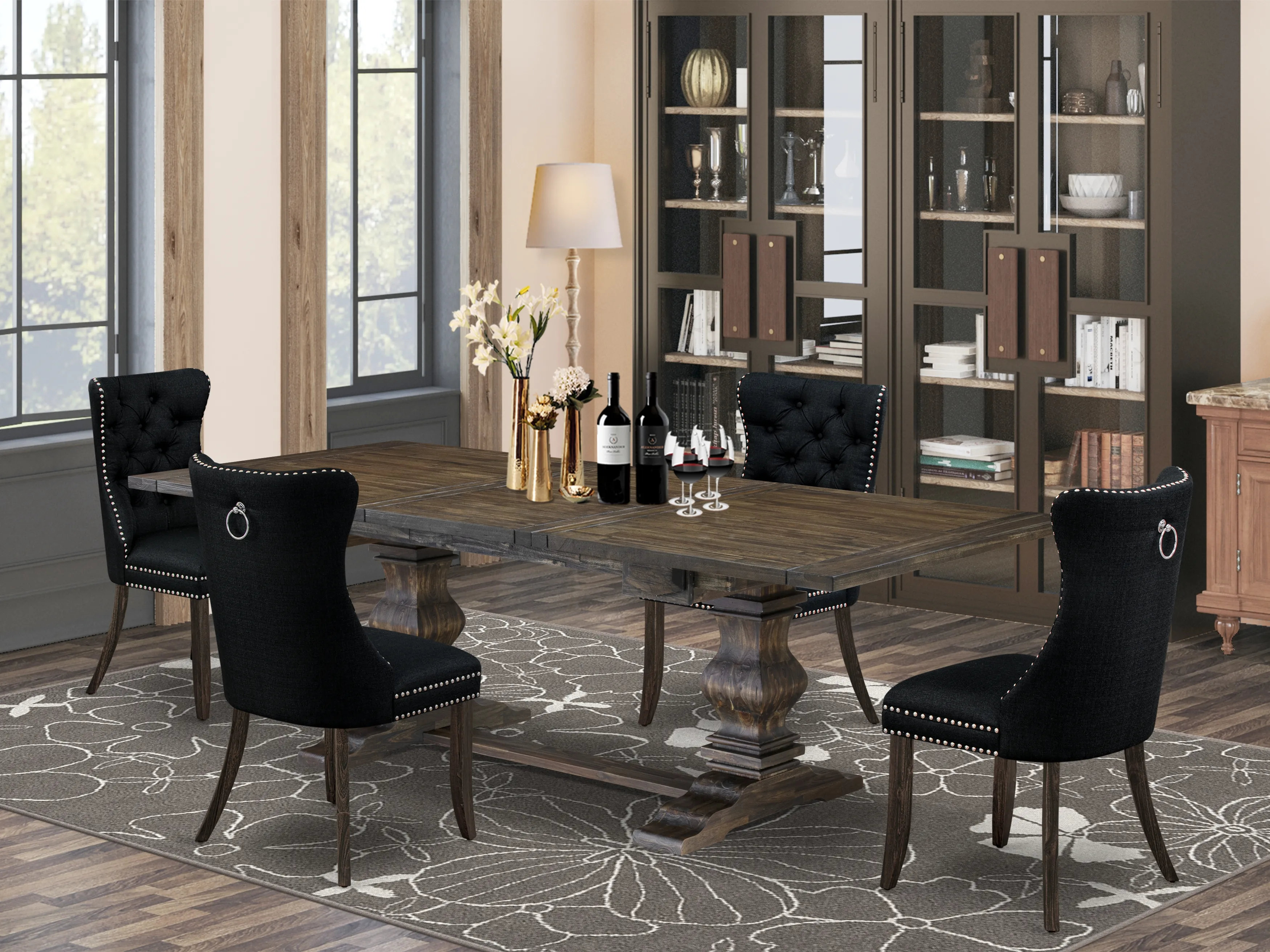 Luxe by East West Furniture Rectangular 92'' L x 42'' W Dining Set ...