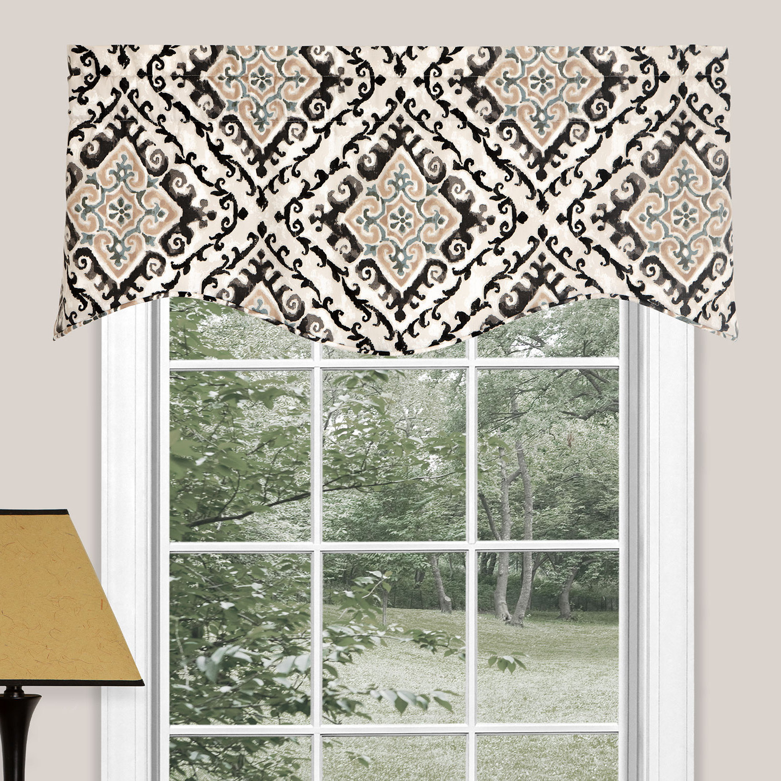 thomasville at home Bangla Damask Cotton Scalloped 52'' W Window ...