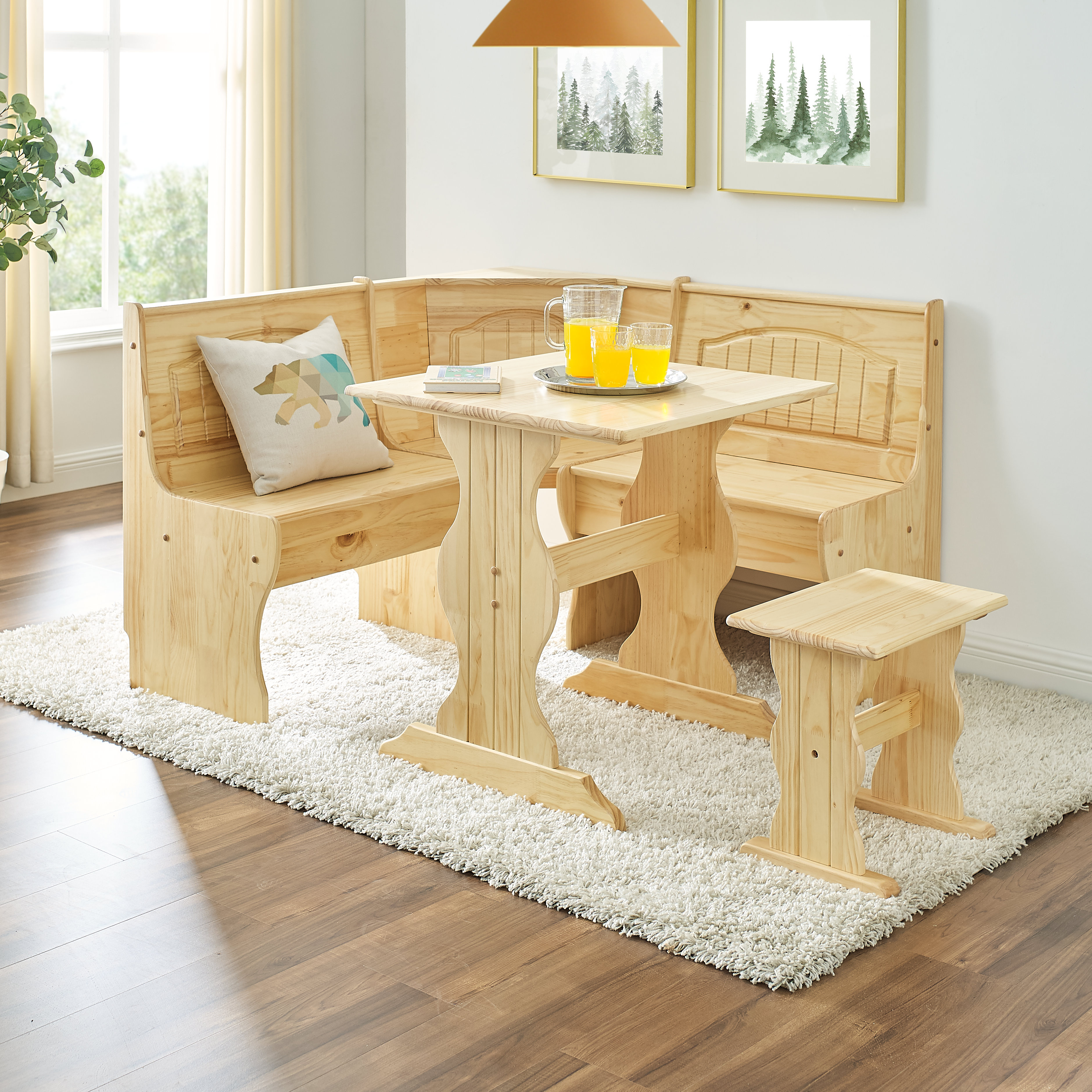Harriet Bee Wiens 3 - Piece Solid Wood Trestle Dining Set & Reviews ...