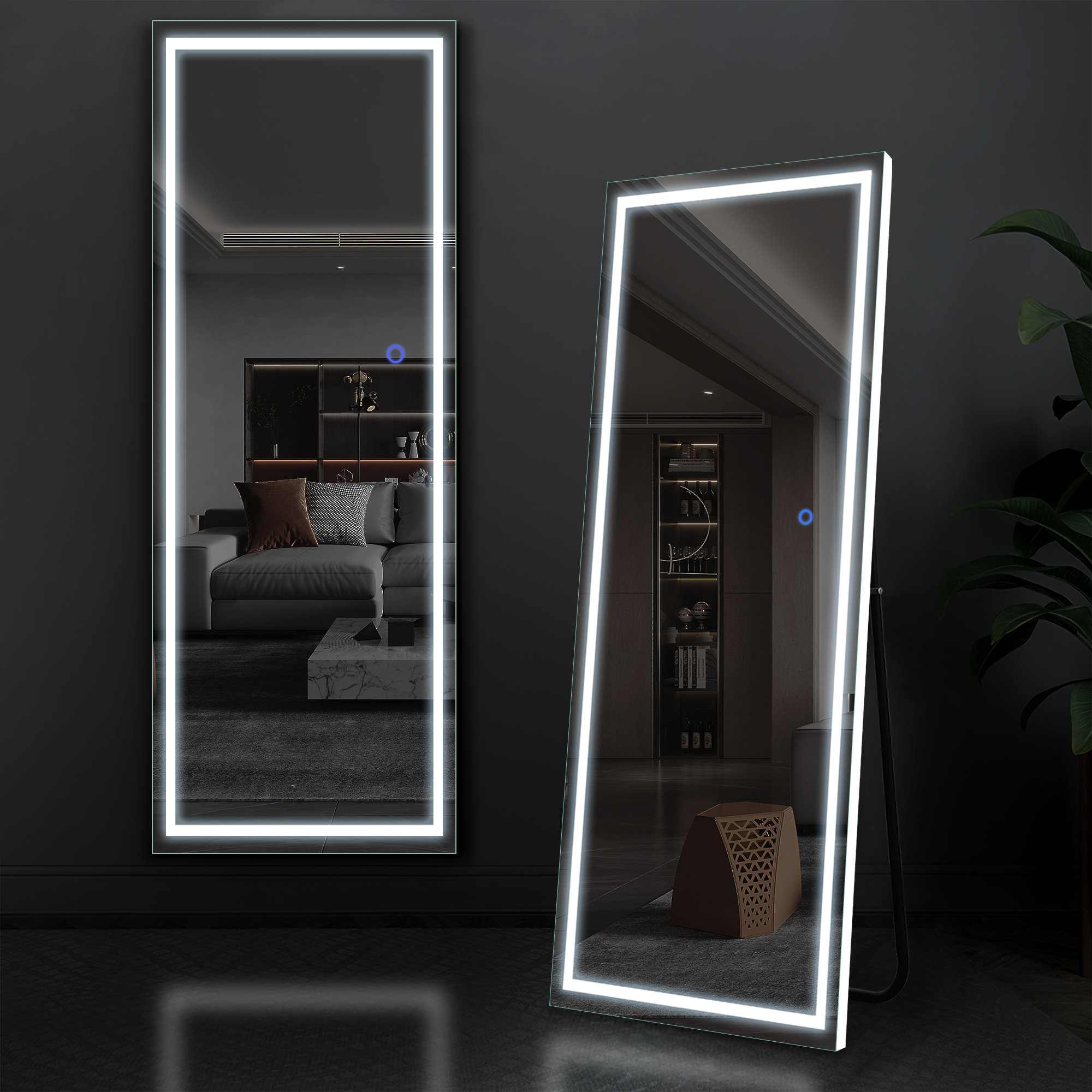 Wade Logan® Briuna Rectangle LED Wall Mirror Full Length Mirror with ...