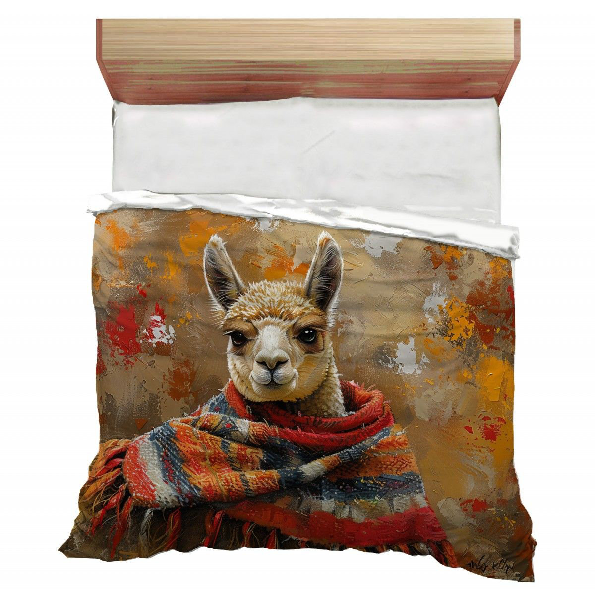 VisionDecor Winter Alpaca Bedding Animals Comforter Warm Scarf_12377 ...