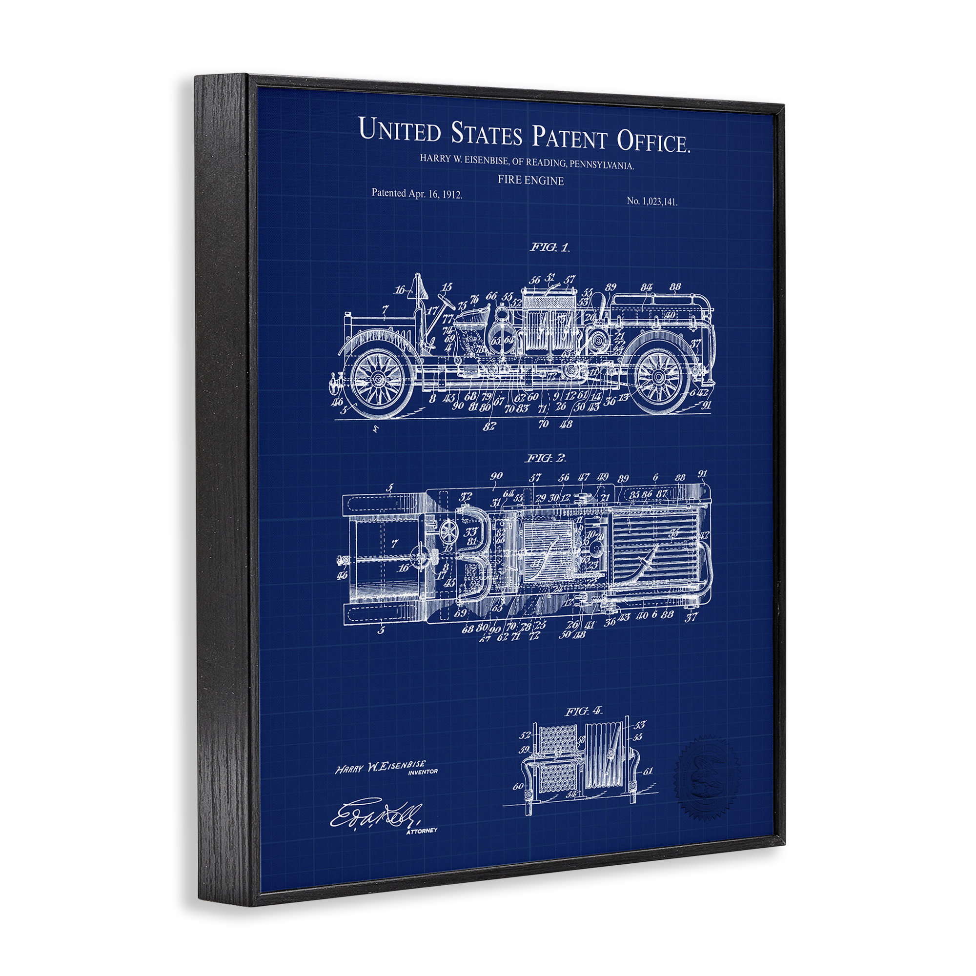 Stupell Industries Fire Engine Blueprint Framed Giclee Art by Karl ...