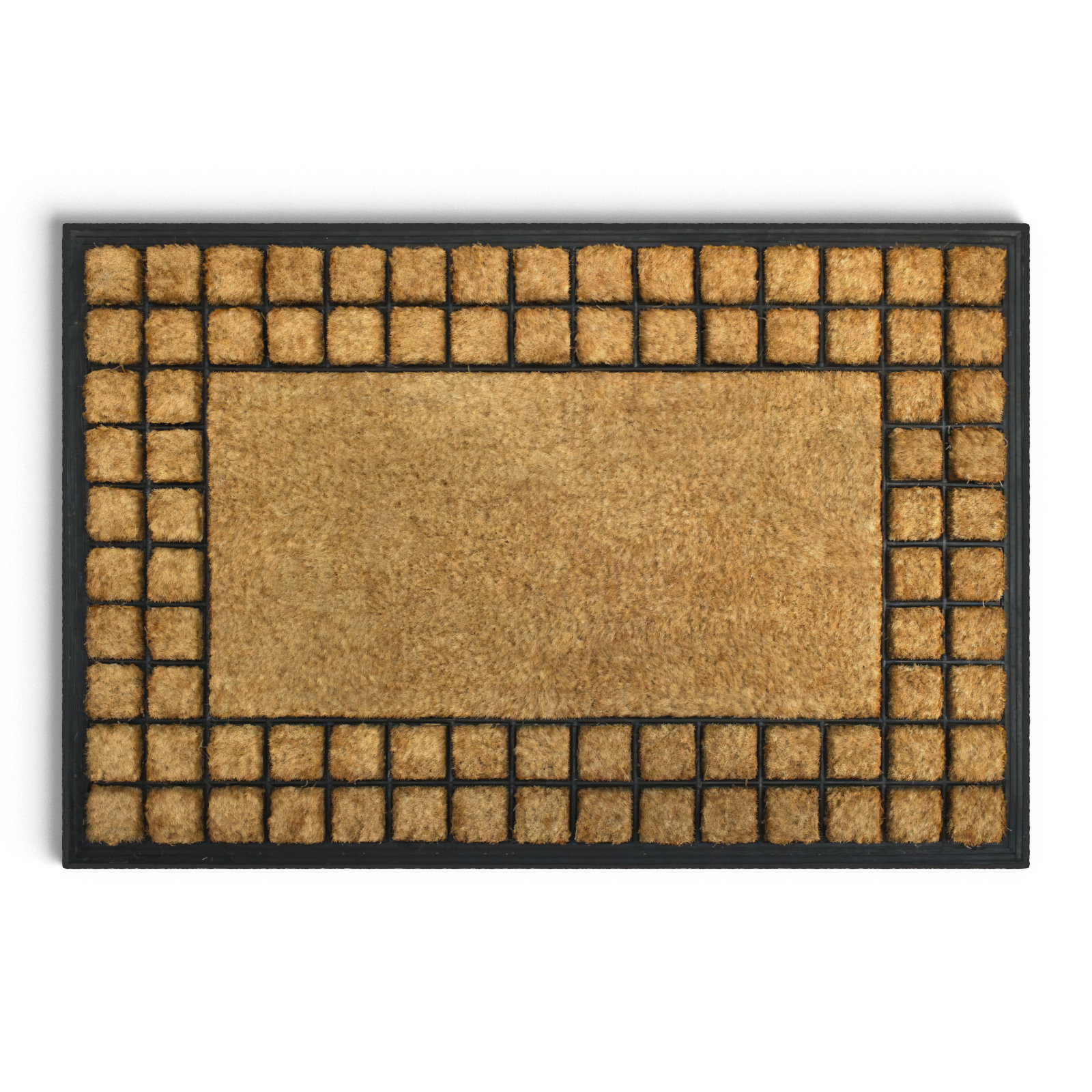 Birch Lane™ Eaton Checkered Rubber Coir 36 in. x 24 in. Non-Slip ...