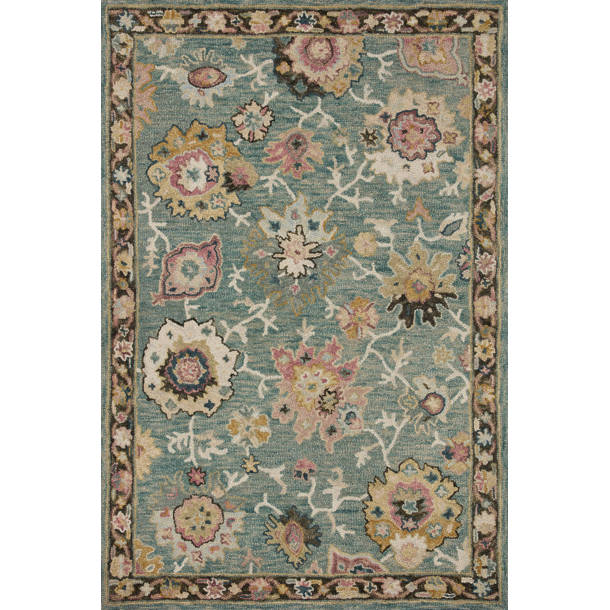 Langley Street Kraker Hand Hooked Wool Floral Rug & Reviews | Wayfair