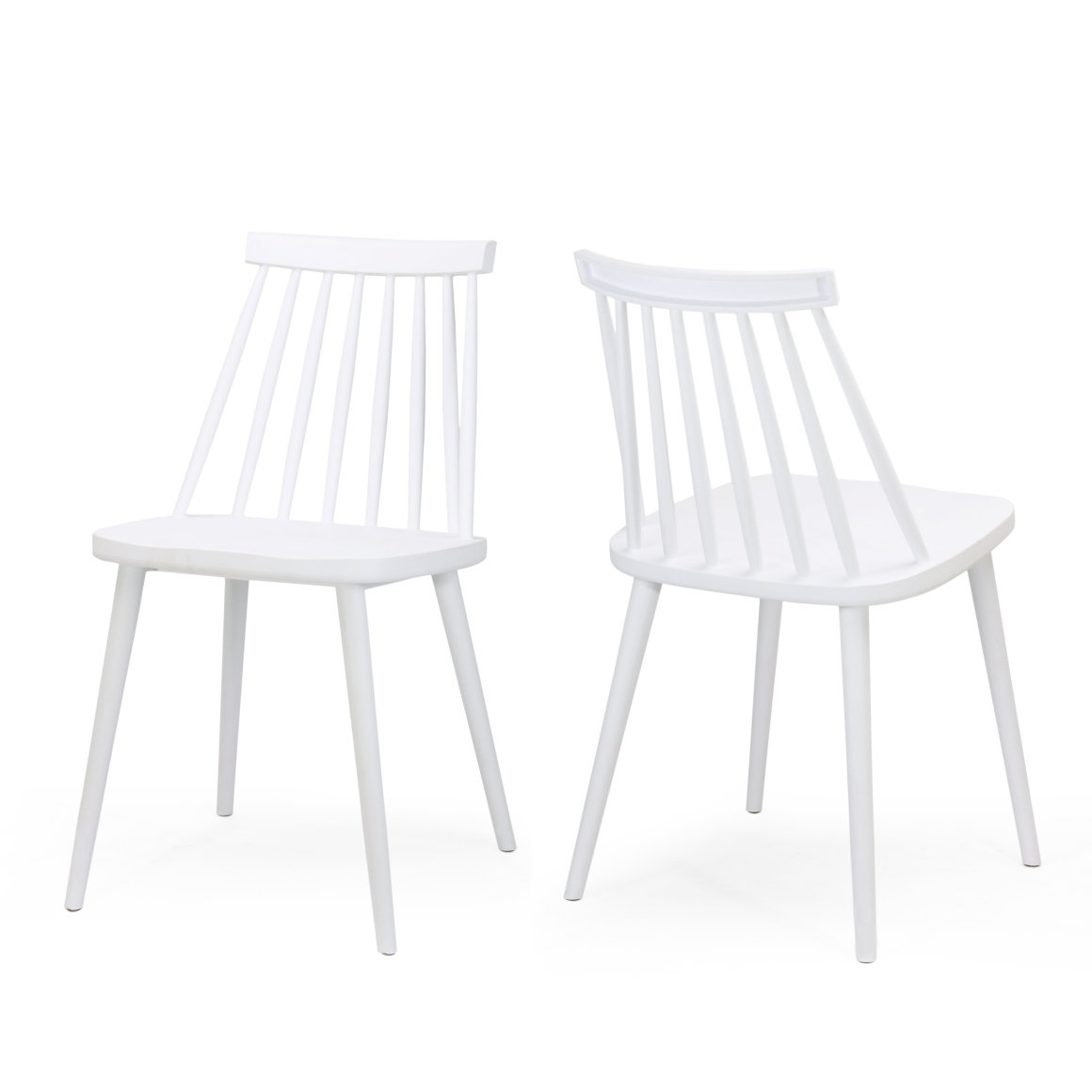 George Oliver Farmhouse Spindle Back Dining Chairs, Set Of 2, White ...