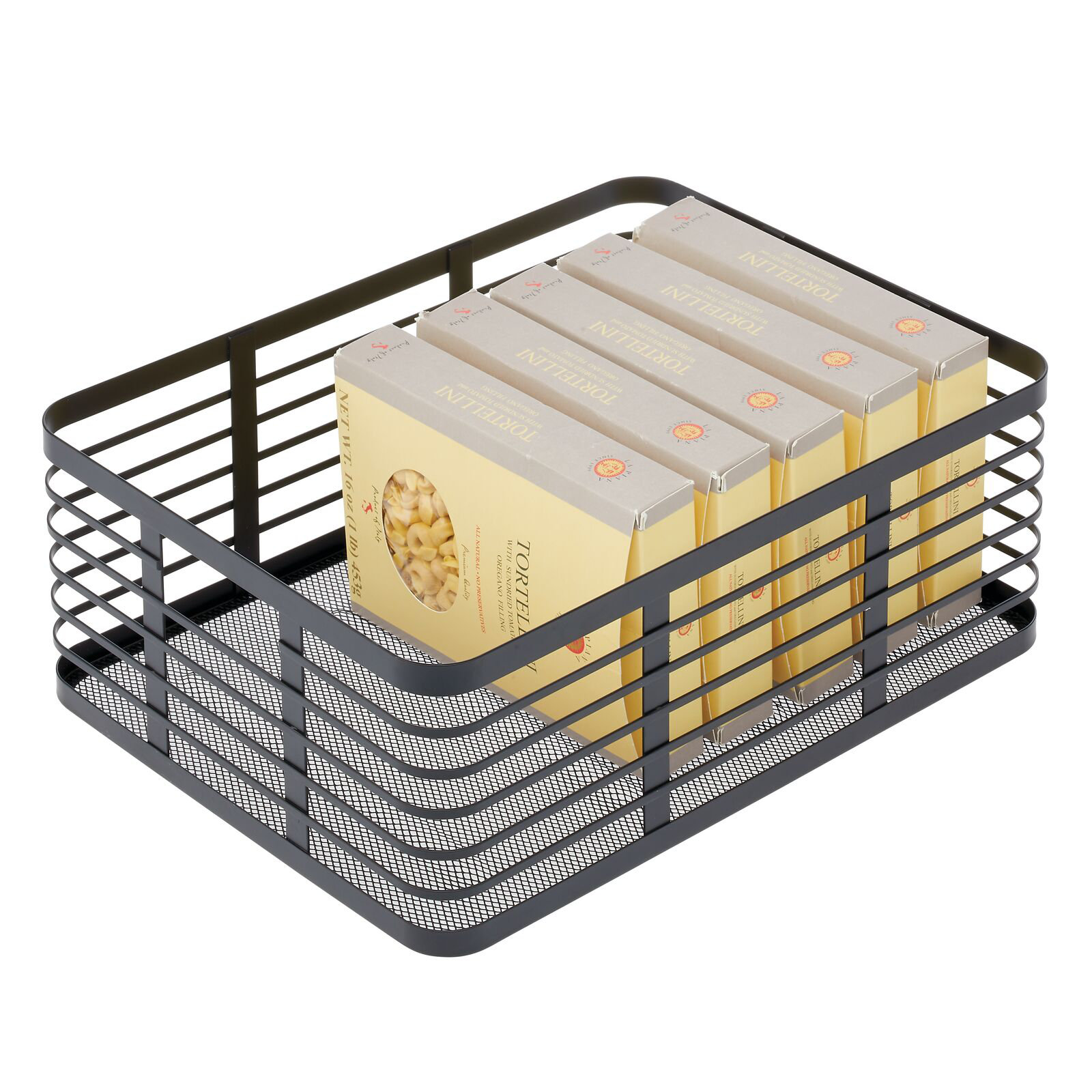 mDesign Large Steel Metal Kitchen Organizer Basket with Handles ...
