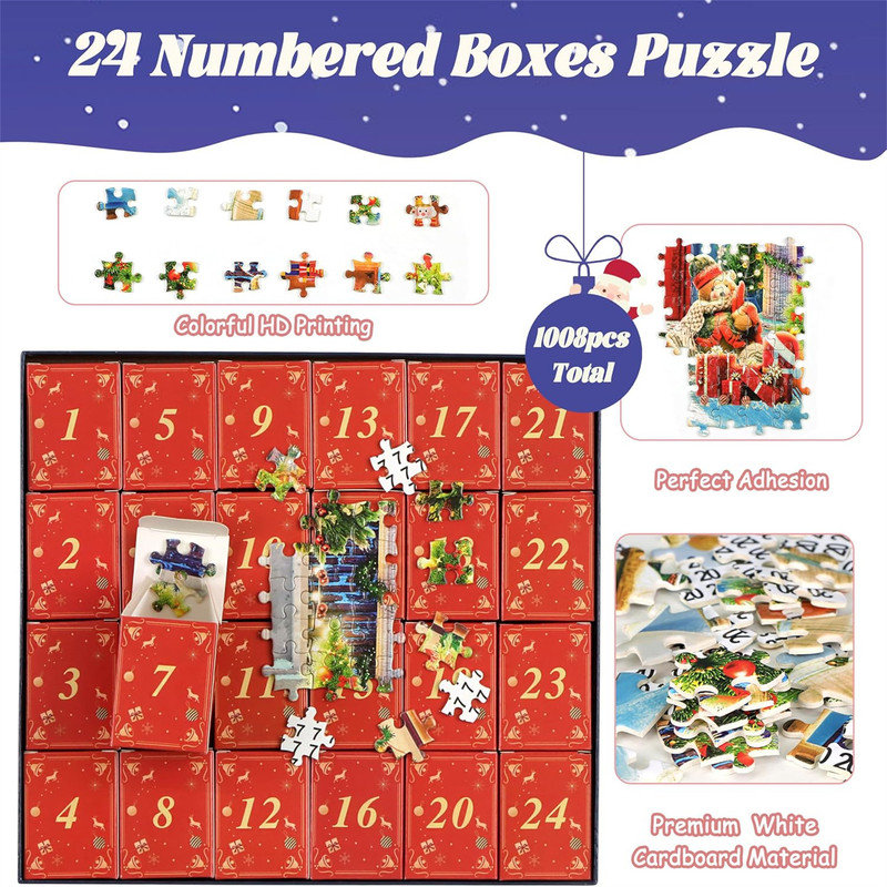 The Holiday Aisle® Advent Calendar Christmas Puzzle for Kids Adults (27 ...
