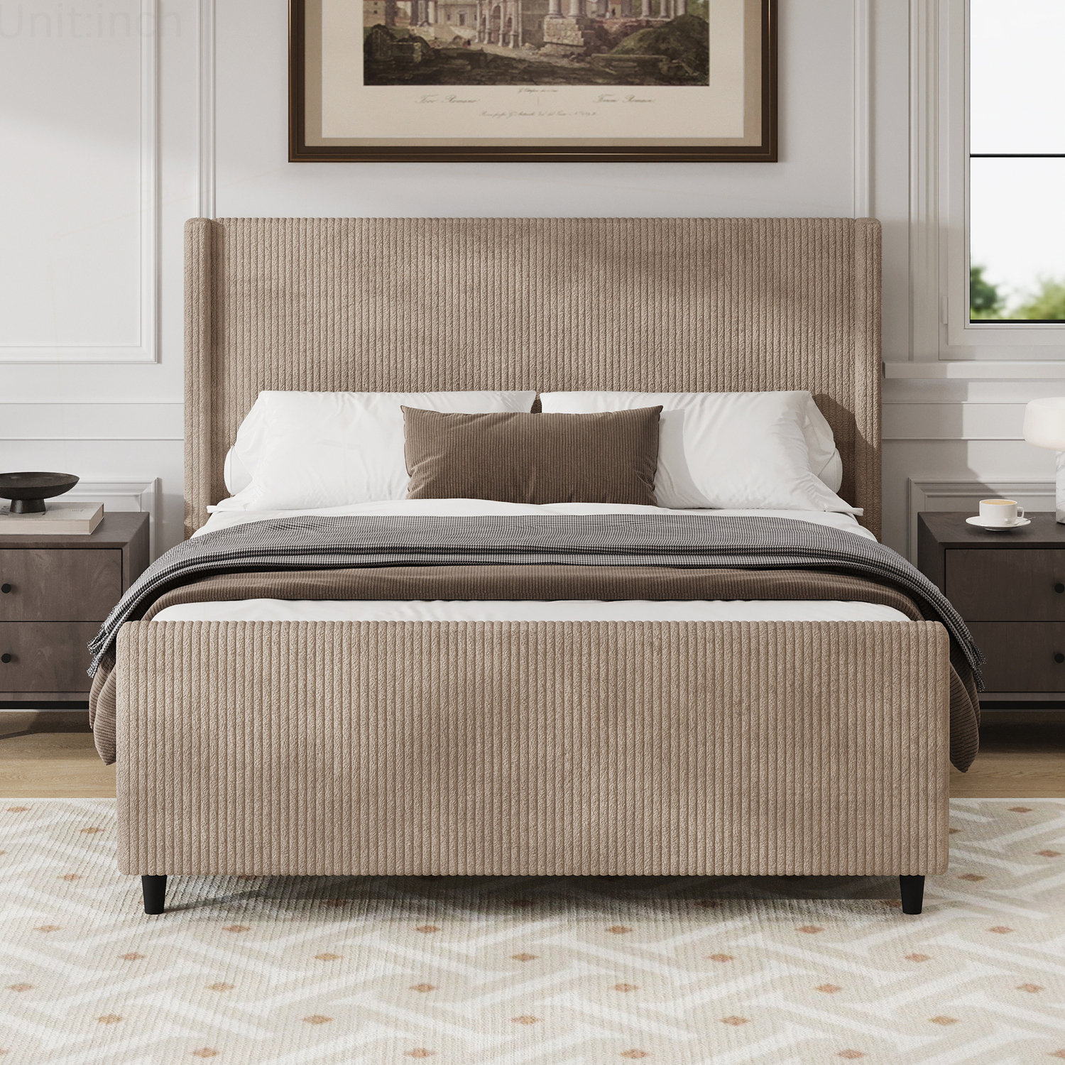 George Oliver Sturdy and Comfortable Upholstered Bed Frame with Stylish ...