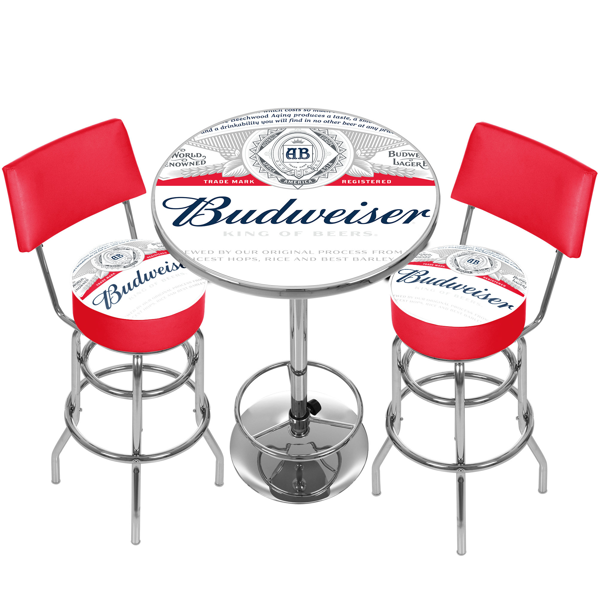 Trademark Global Budweiser Label Game Room Combo 3 Piece Pub Table Set ...