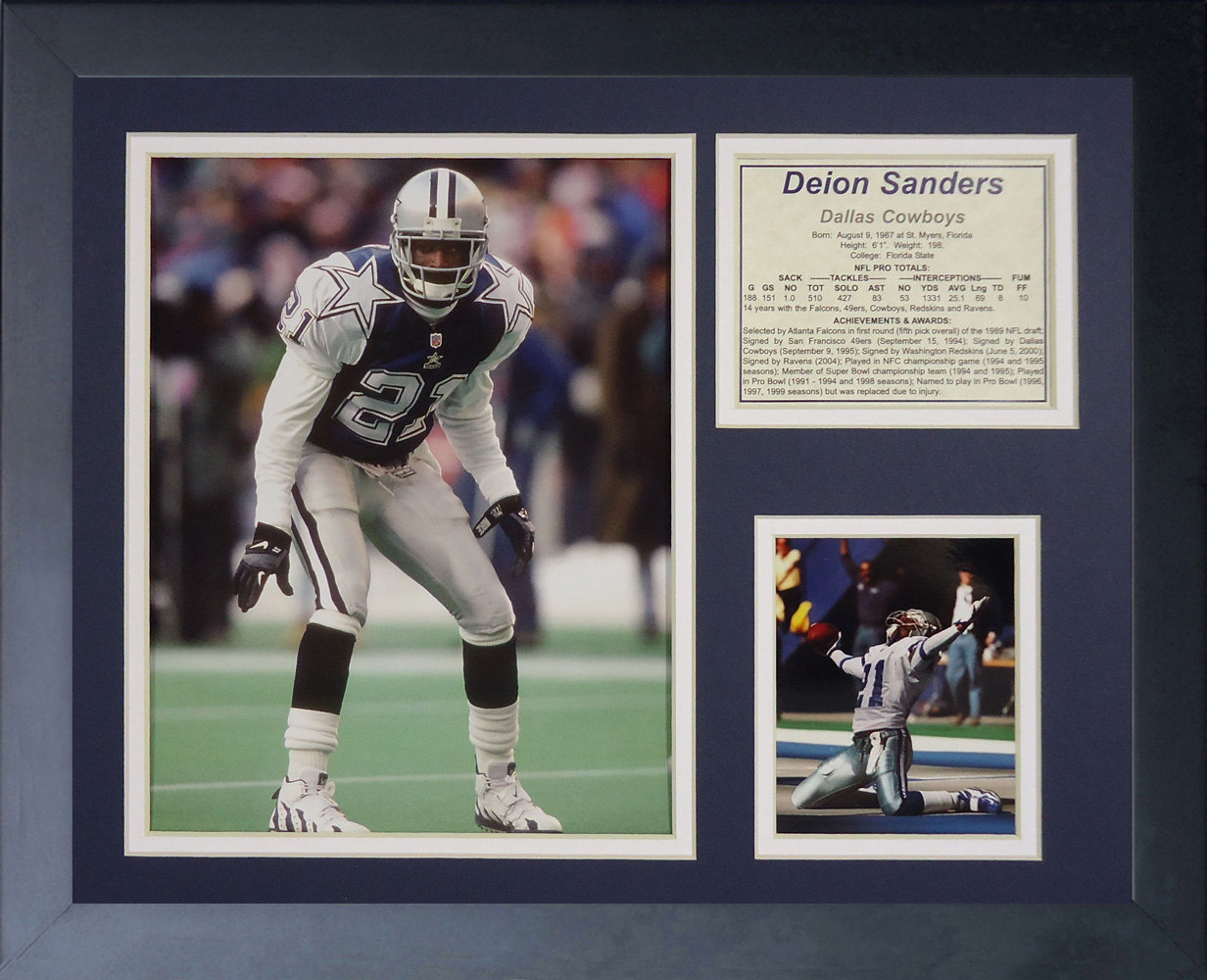 Legends Never Die Memorabili encadrée sanders cowboys dallas deion et ...