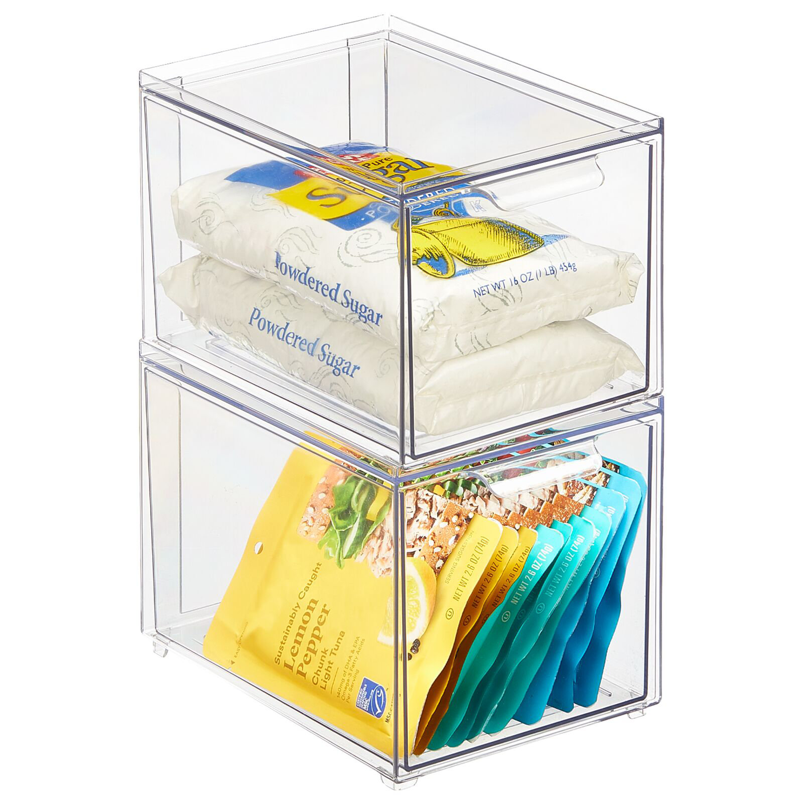 Mdesign Stacking Plastic Storage Kitchen Bin With Pull Out Drawers