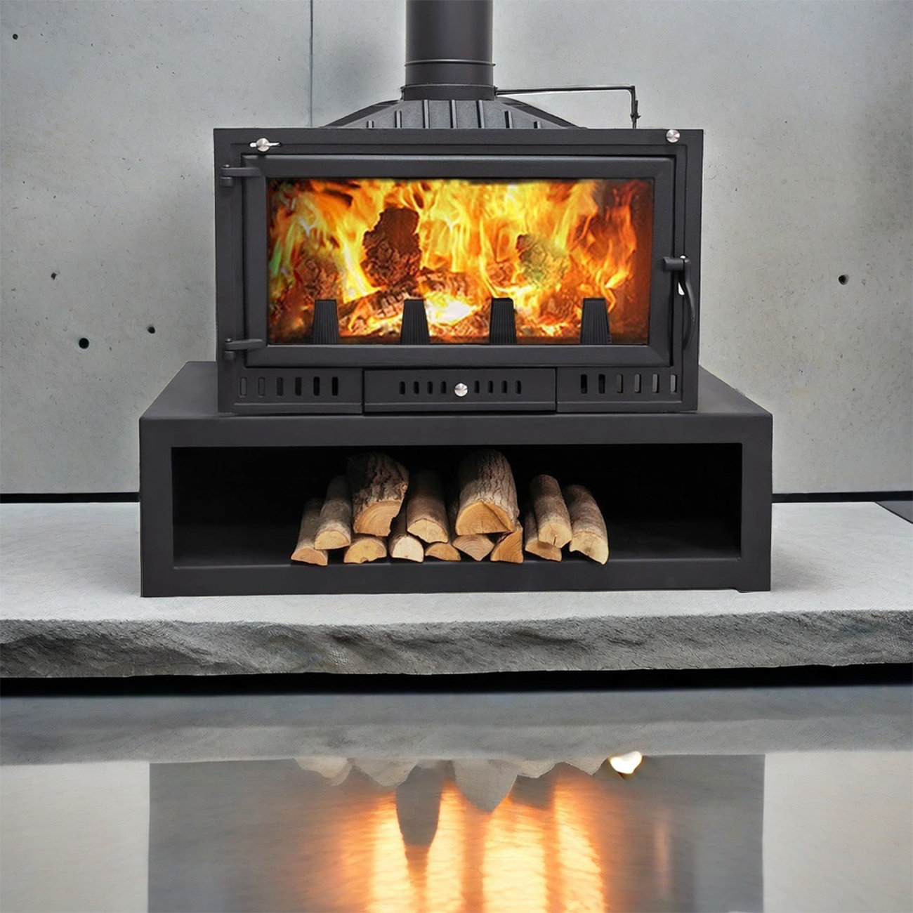 Hart Enjoy life Domestic cast-iron stoves with wood storage - Wayfair ...