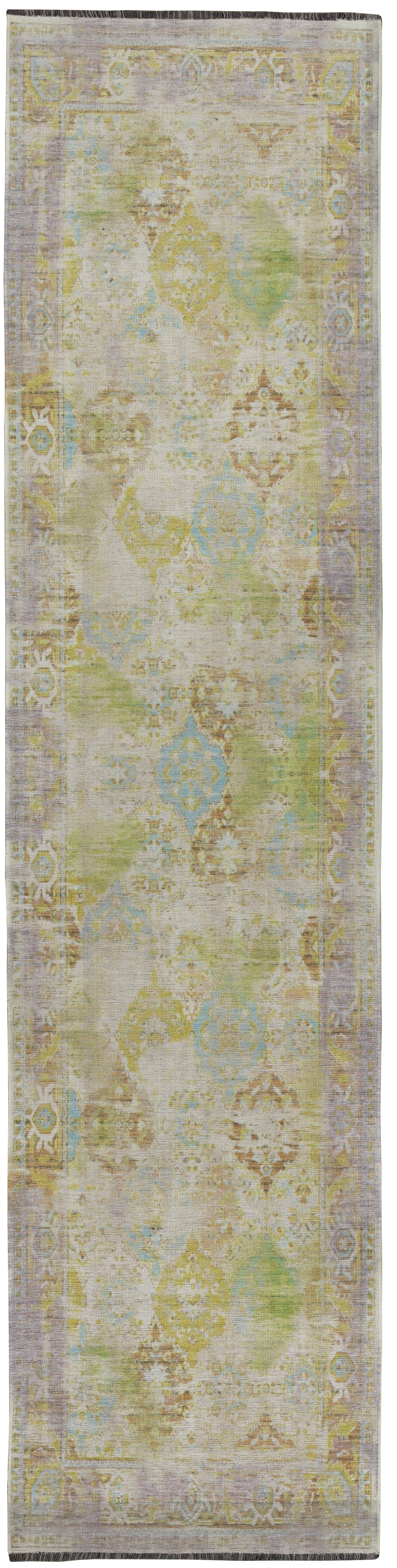 Bungalow Rose Laurel Connie-Leigh Lilac And Green Runner Rug | Wayfair