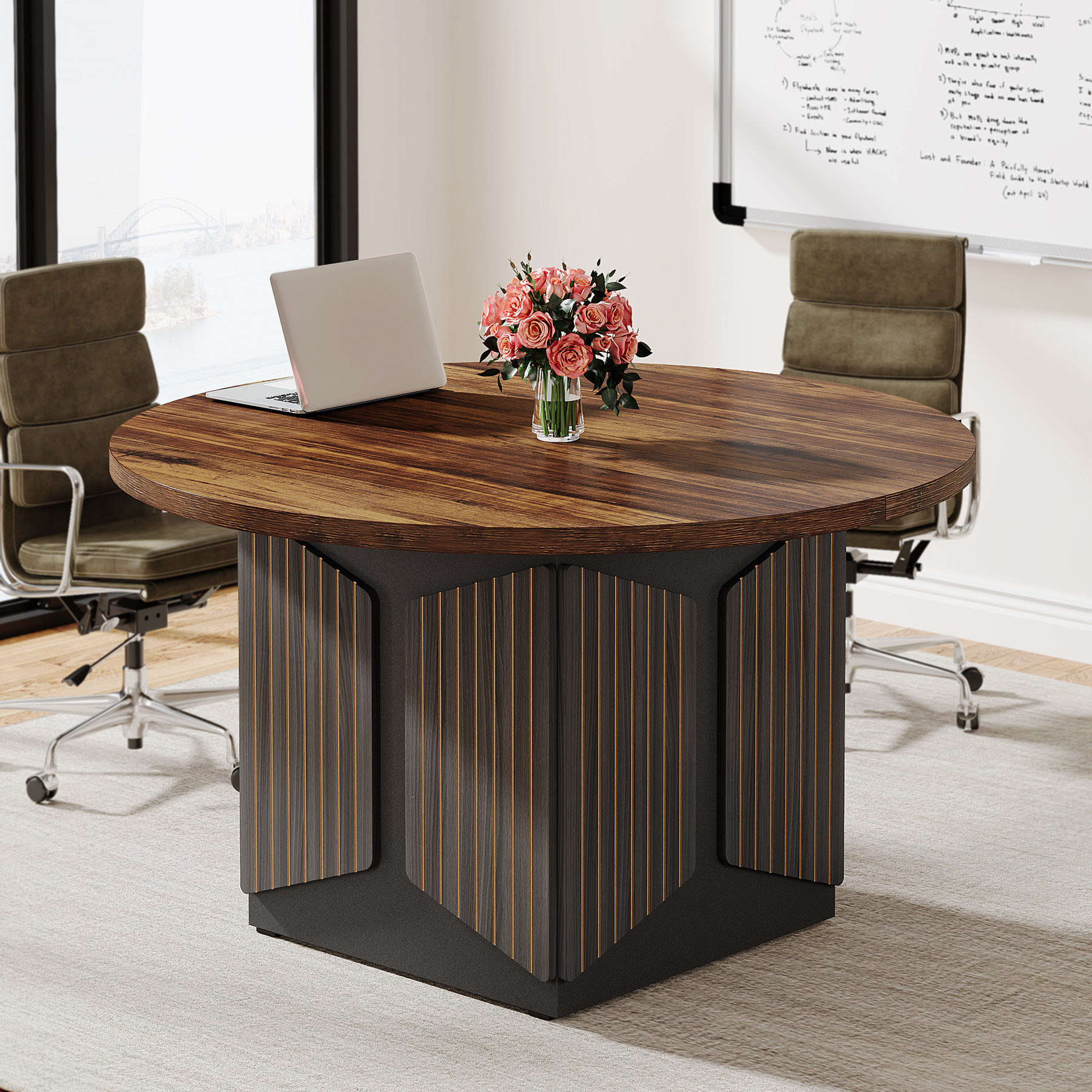 Ebern Designs 47 Inches Round Conference Meeting Table, Circular ...