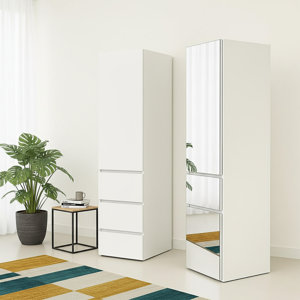 Hokku Designs Elise White Wood Modular Closet System With Mirror ...