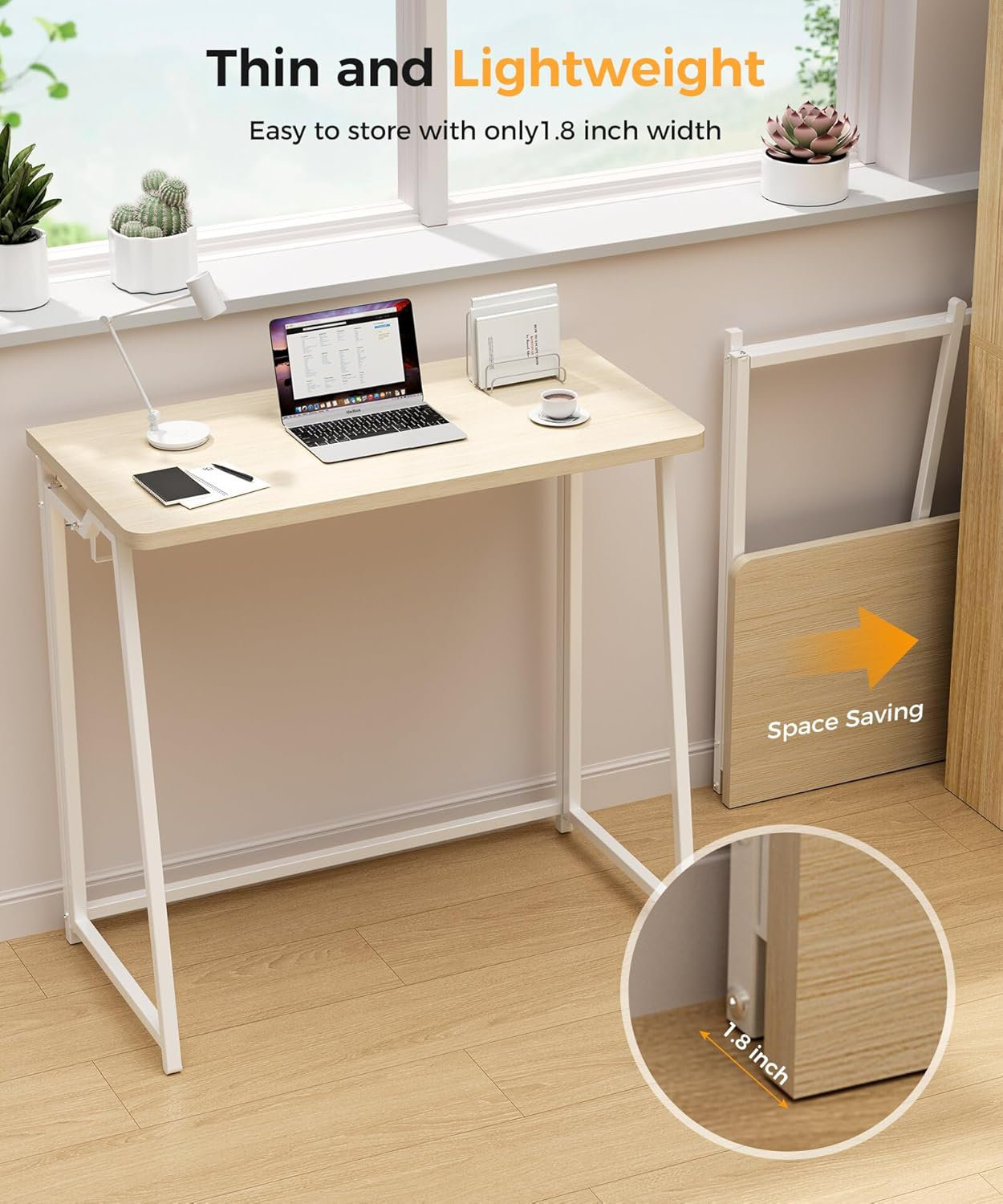 Ebern Designs Folding Desk Small Foldable Desk for Small Space, 31.5 ...