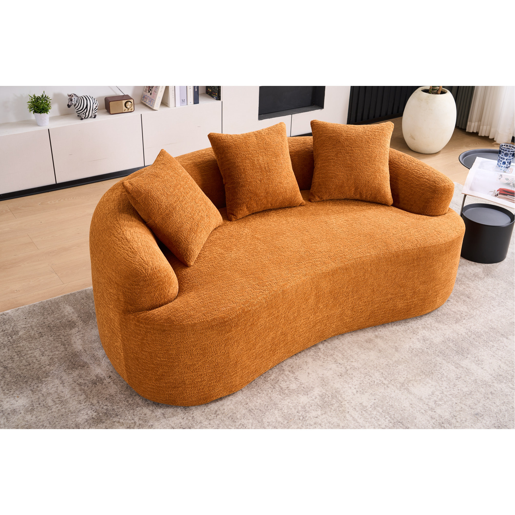 Latitude Run® LY-025S Curved Loveseat Full Compression Sponge Sofa, 30D ...