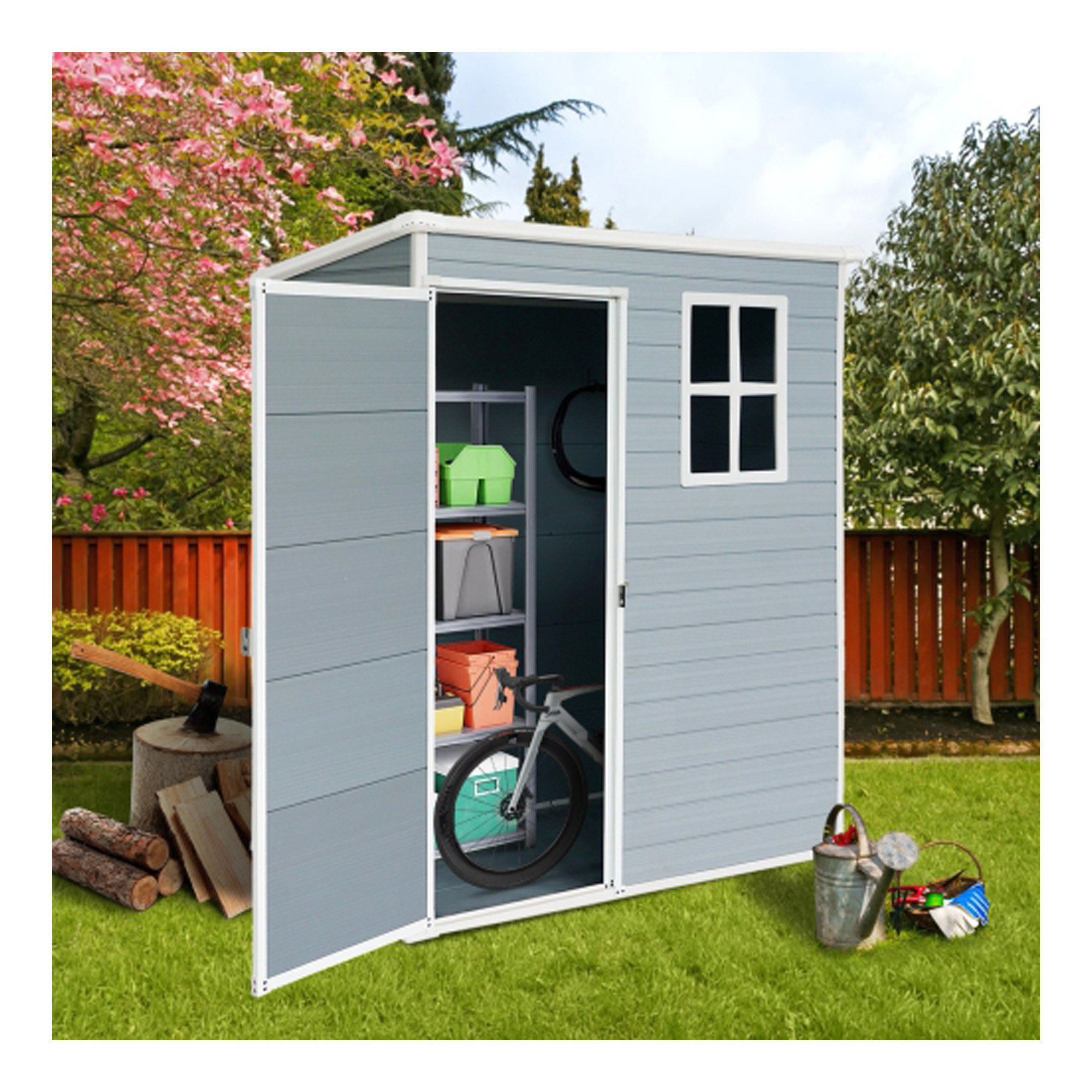 Taroo Clocks 5Ft X 3Ft Resin Outdoor Storage Shed Plastic Garden Sheds ...