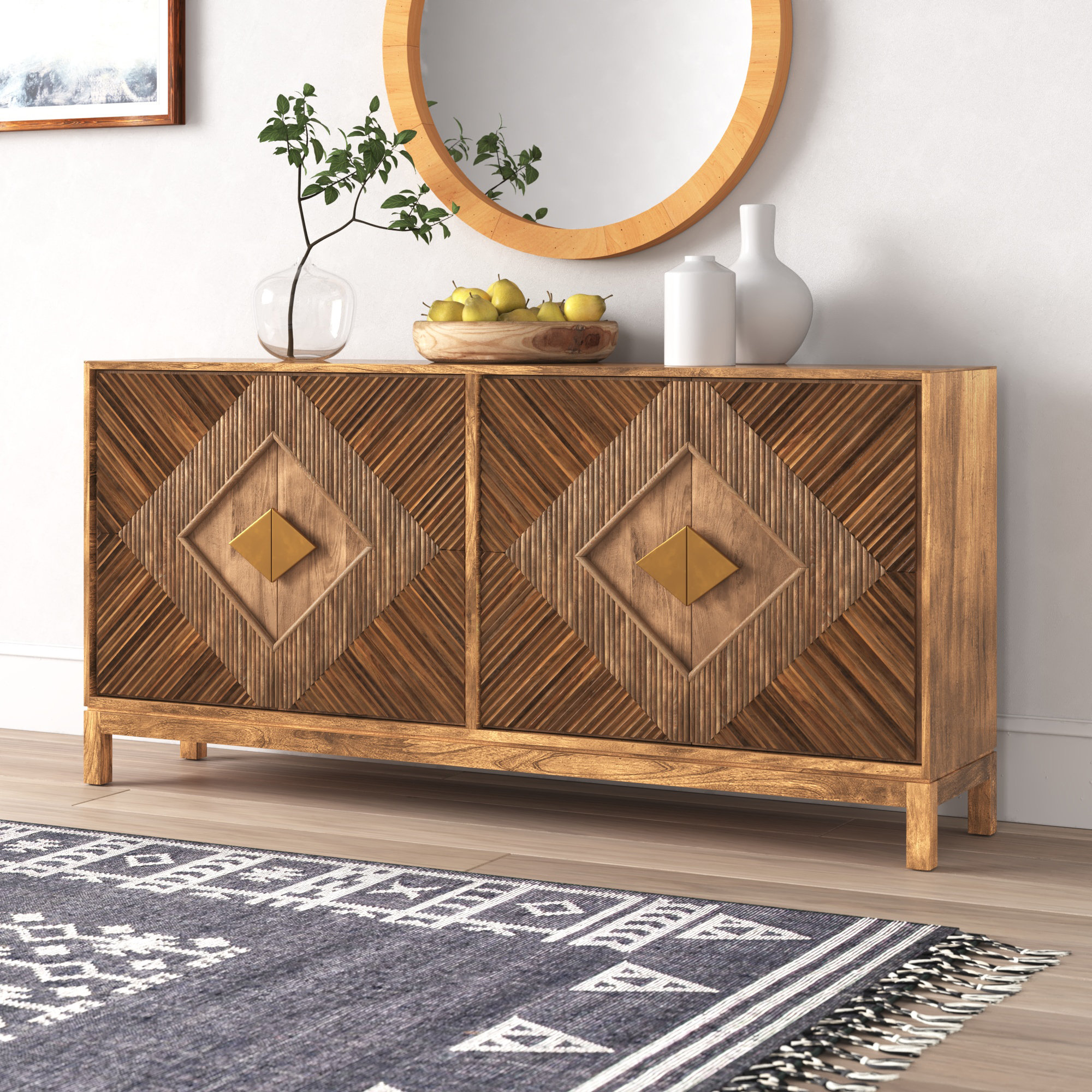 Union Rustic Hylke Maura 72" 4 Wide Mango Wood Sideboard & Reviews ...