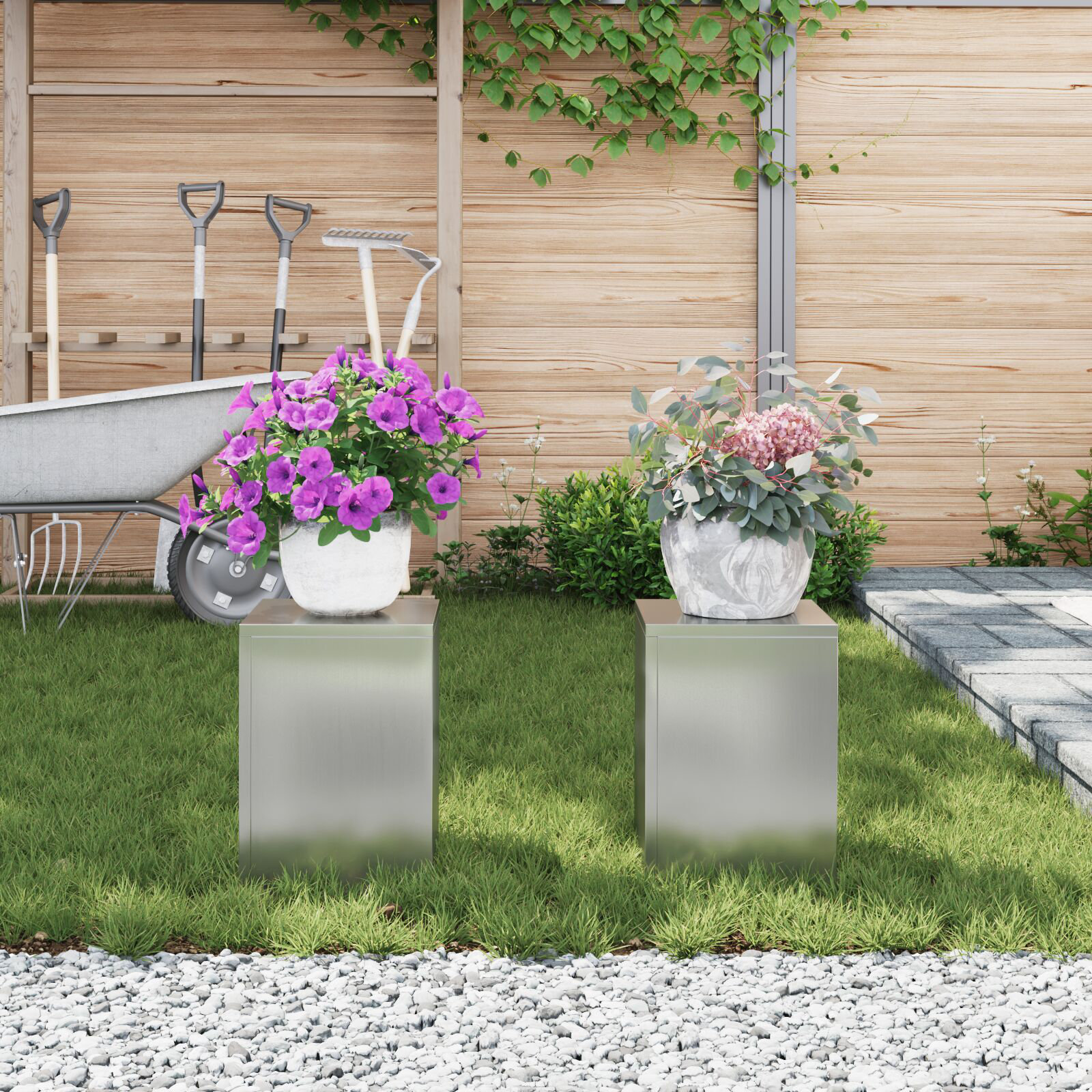 Latitude Run® Outdoor Plant Stands Pillar 2 Pcs In Steel - Wayfair Canada