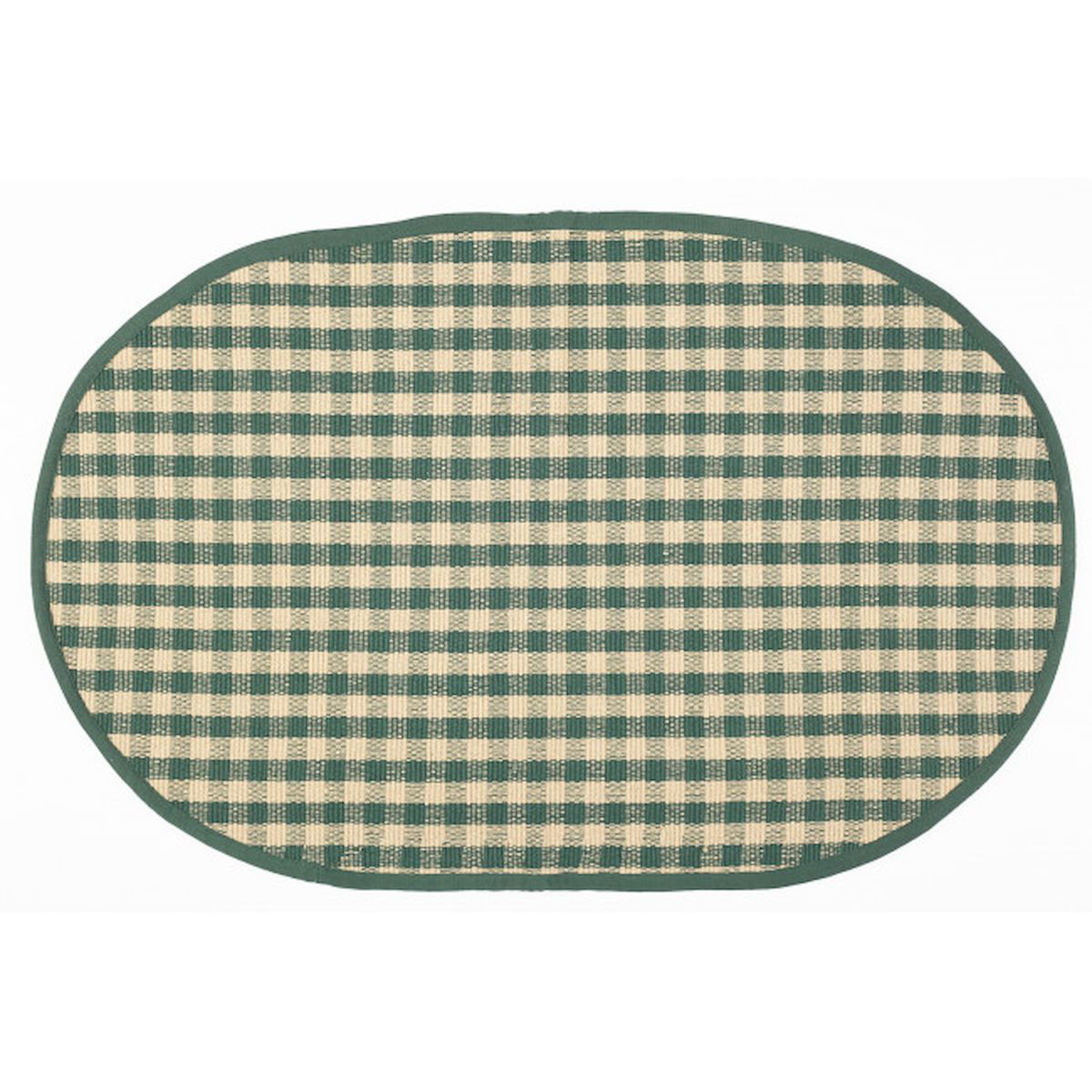 Gracie Oaks Berry Green And Beige Checked Oval Floor Mat - Wayfair Canada