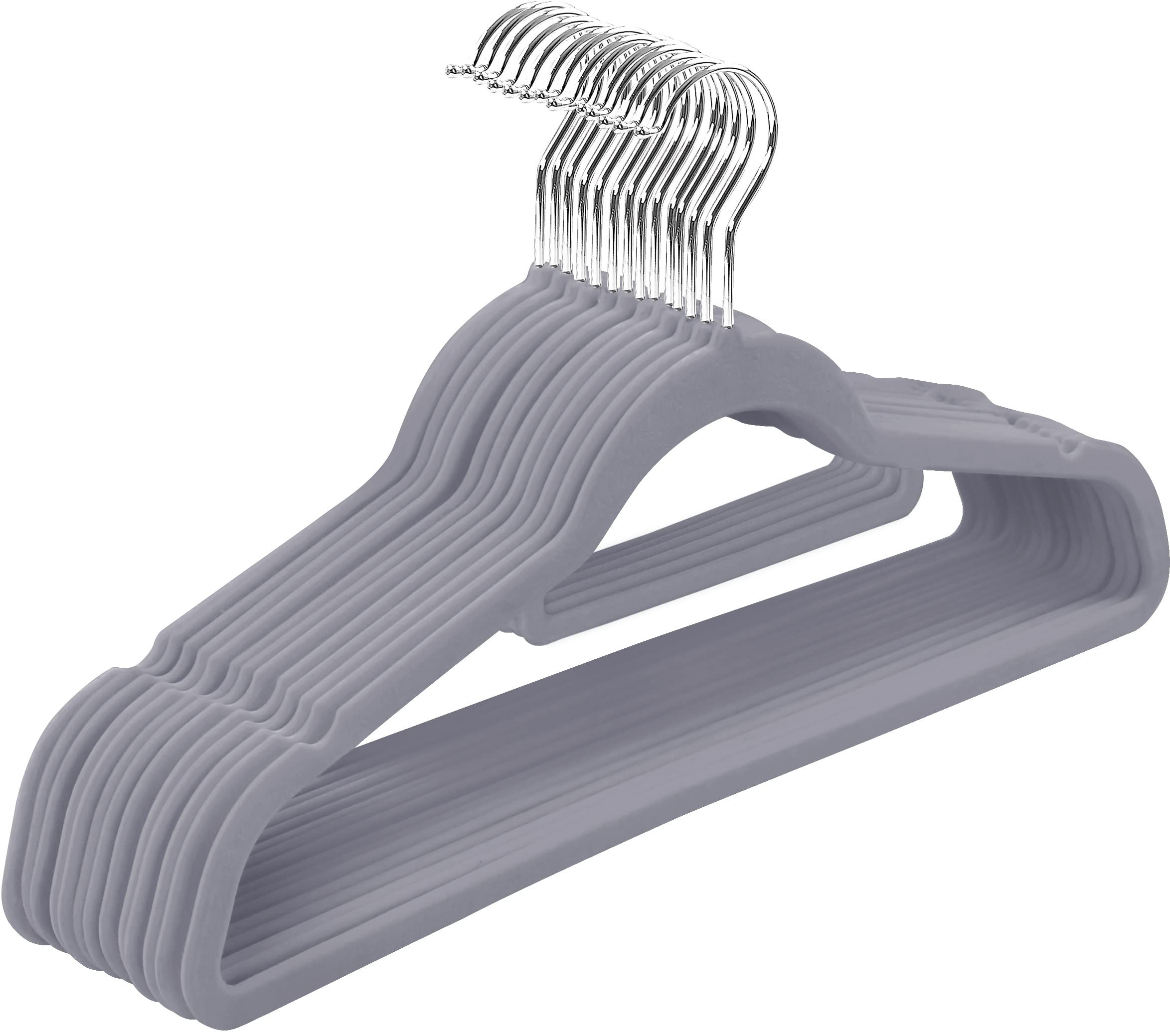 Rebrilliant 50pk Gray Half Round Flocked Hanger Black Heavy Duty ...