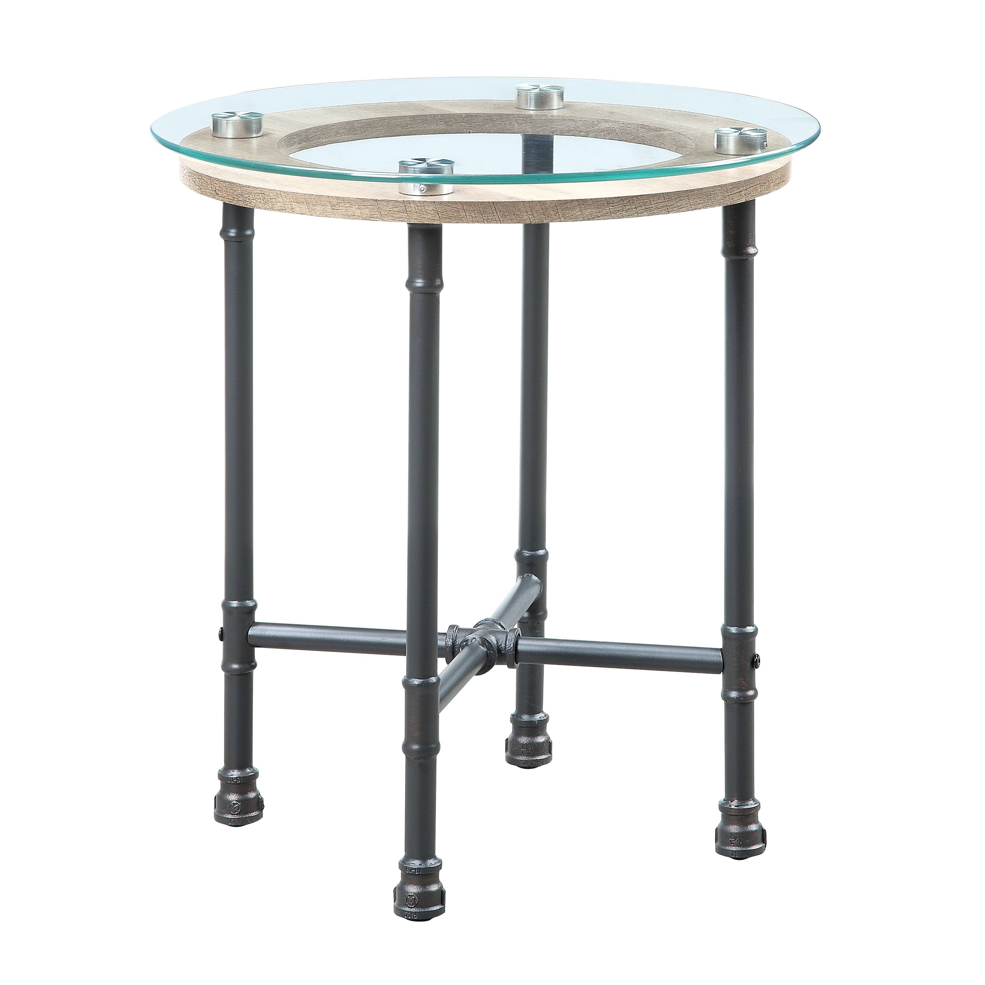 Williston Forge Brantley End Table In Clear Glass & Sandy Gray Finish ...