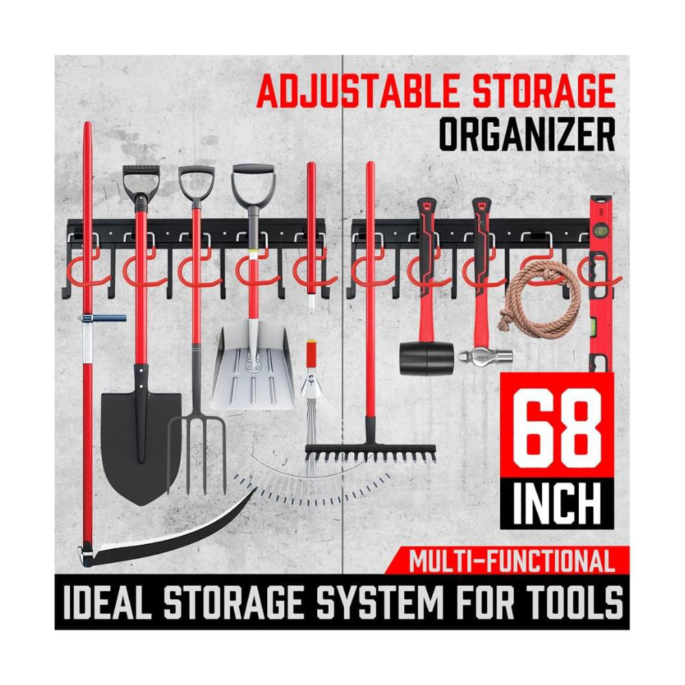 Rebrilliant 68" All Metal Garden Tool Organizer Hooks - Garage Wall ...