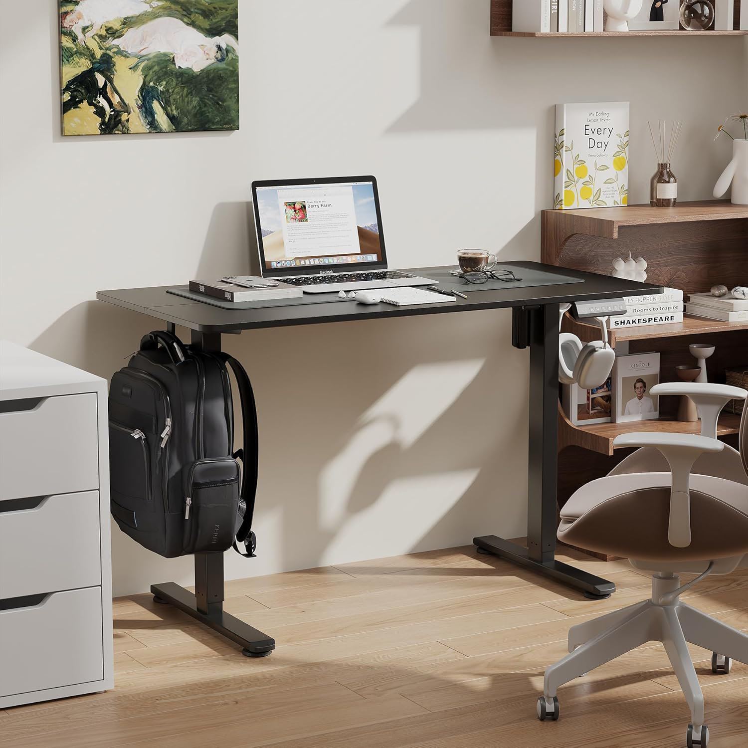 Inbox Zero Bureau électrique à hauteur ajustable électrique avec affichage à DEL, crochet pour ...