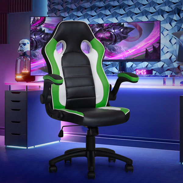 Inbox Zero Faux Leather Computer Gaming Racer Chair, Adjustable ...