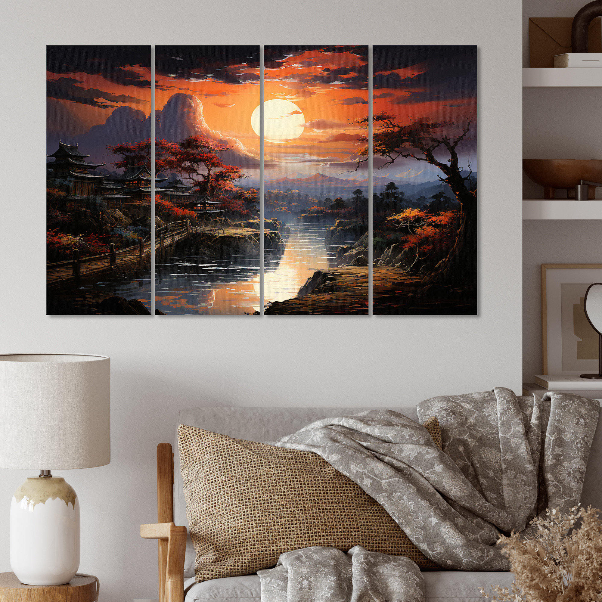 Design Art Asian Art Silk Dawn - Asian Art Metal Wall Art Set | Wayfair