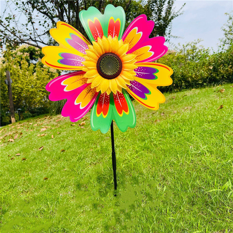 Dakota Fields Pattern 5 Double-Layer Sunflower Windmill Decor Large ...