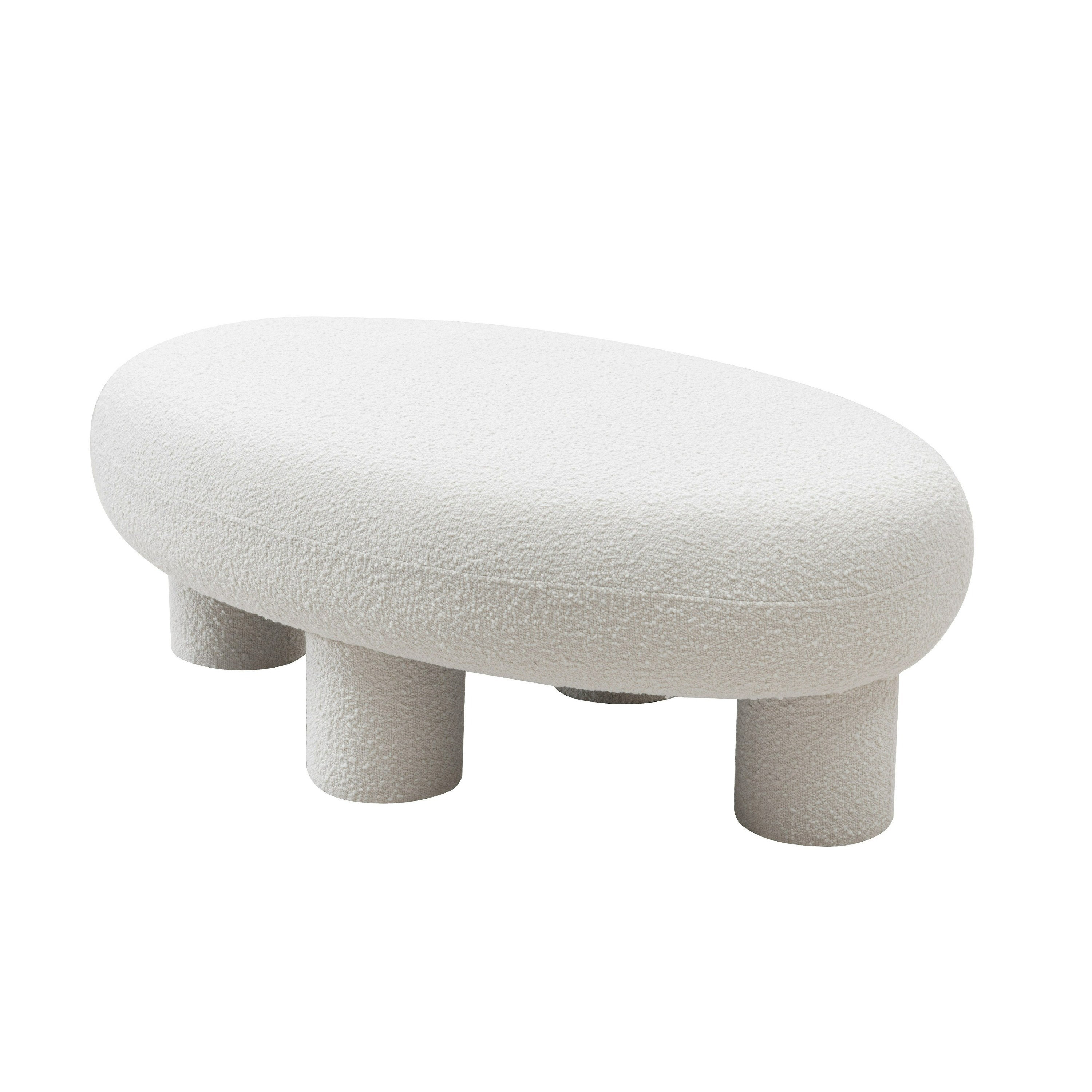 Benjara Cid 46 Inch Accent Bench Ottoman, White Oval Seat, Pine Wood ...