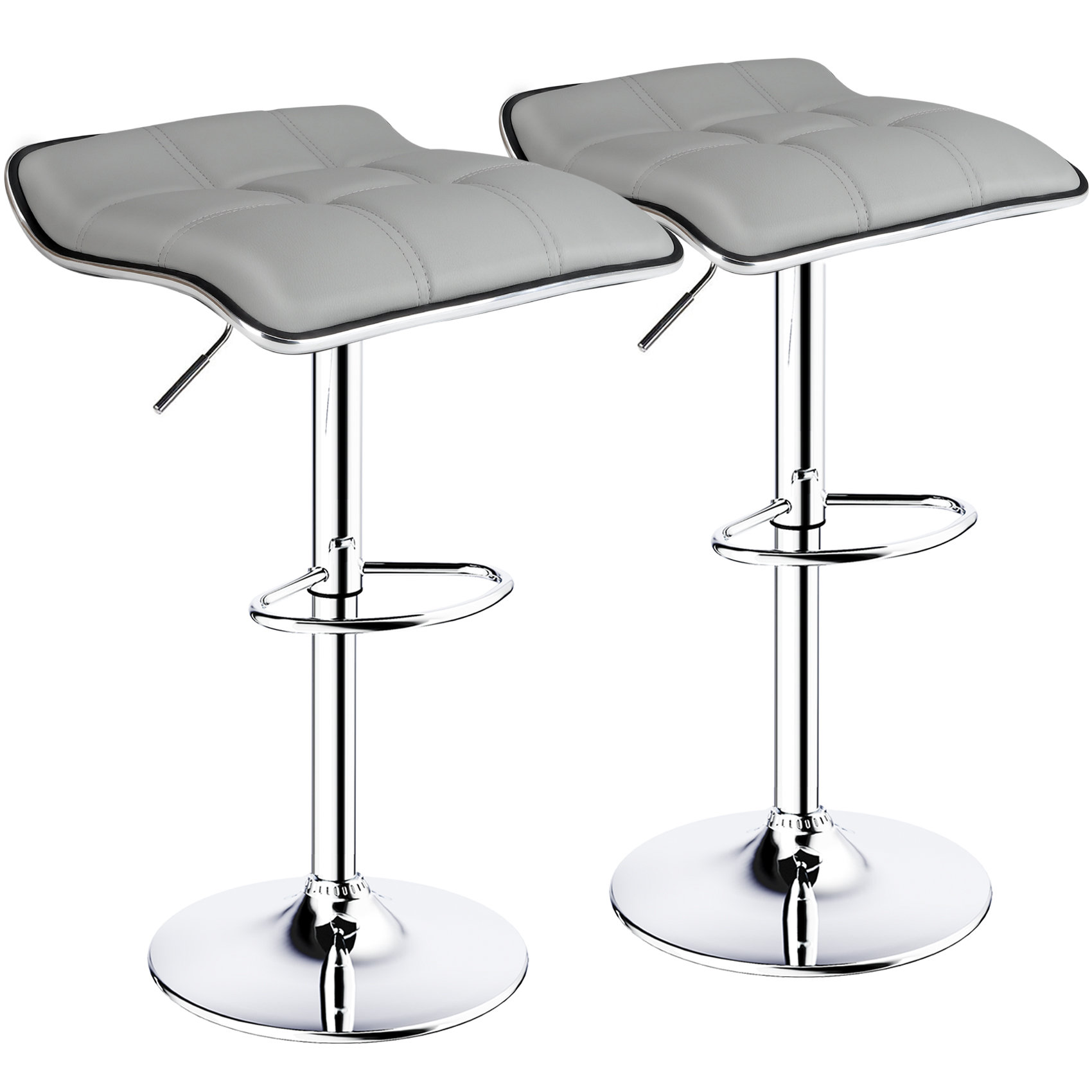 Orren Ellis Adjustable Spin Bar Stool with Solid Wave Seat & Reviews ...