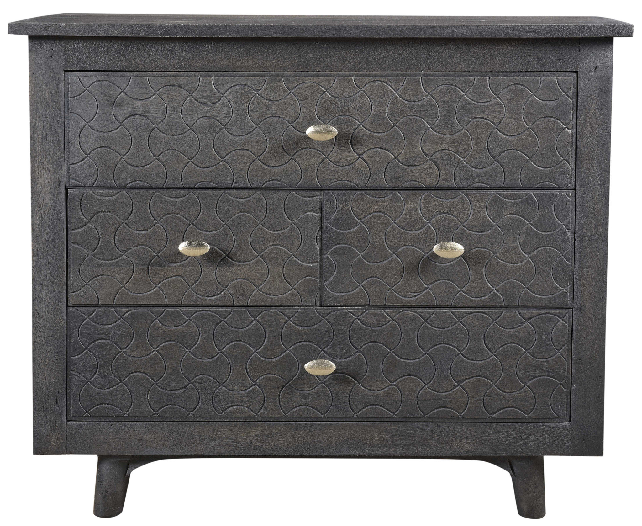 HomeRoots 30" Gray Solid Wood Four Drawer Nightstand | Wayfair
