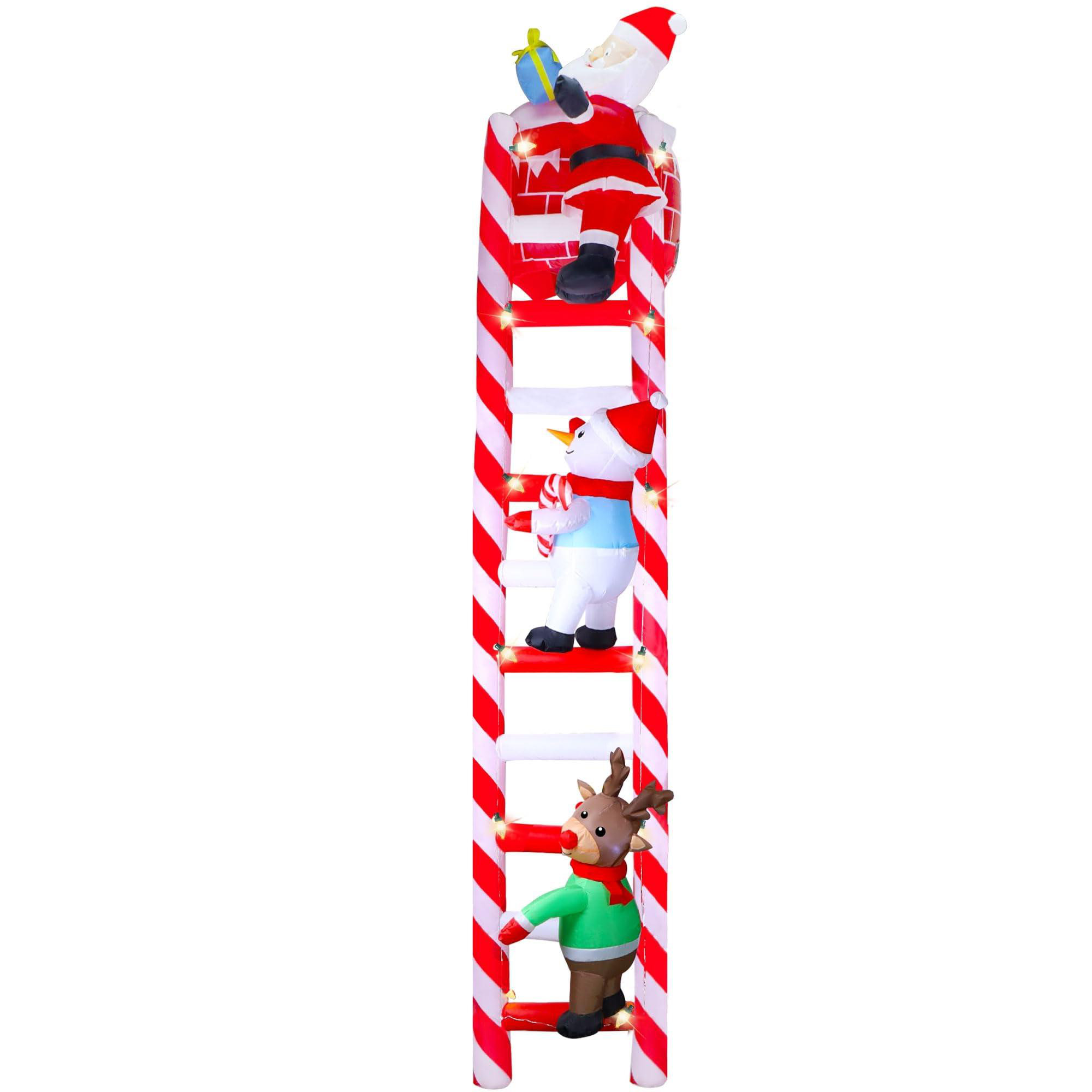 One Allium Way® 10FT Christmas Inflatable with Santa, Reindeer ...