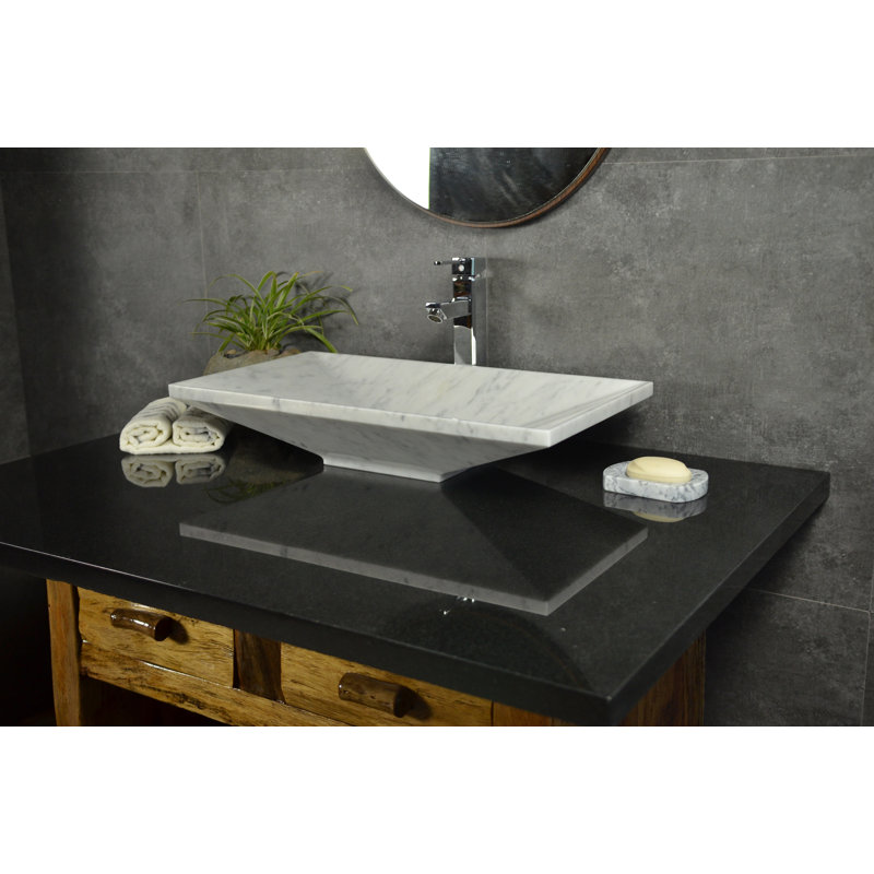 AA Warehousing 13'' White Stone Rectangular Vessel Bathroom Sink | Wayfair