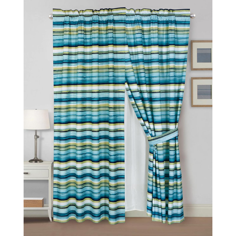 Chezmoi Collection Morgan Printed Striped Curtain Set | Wayfair