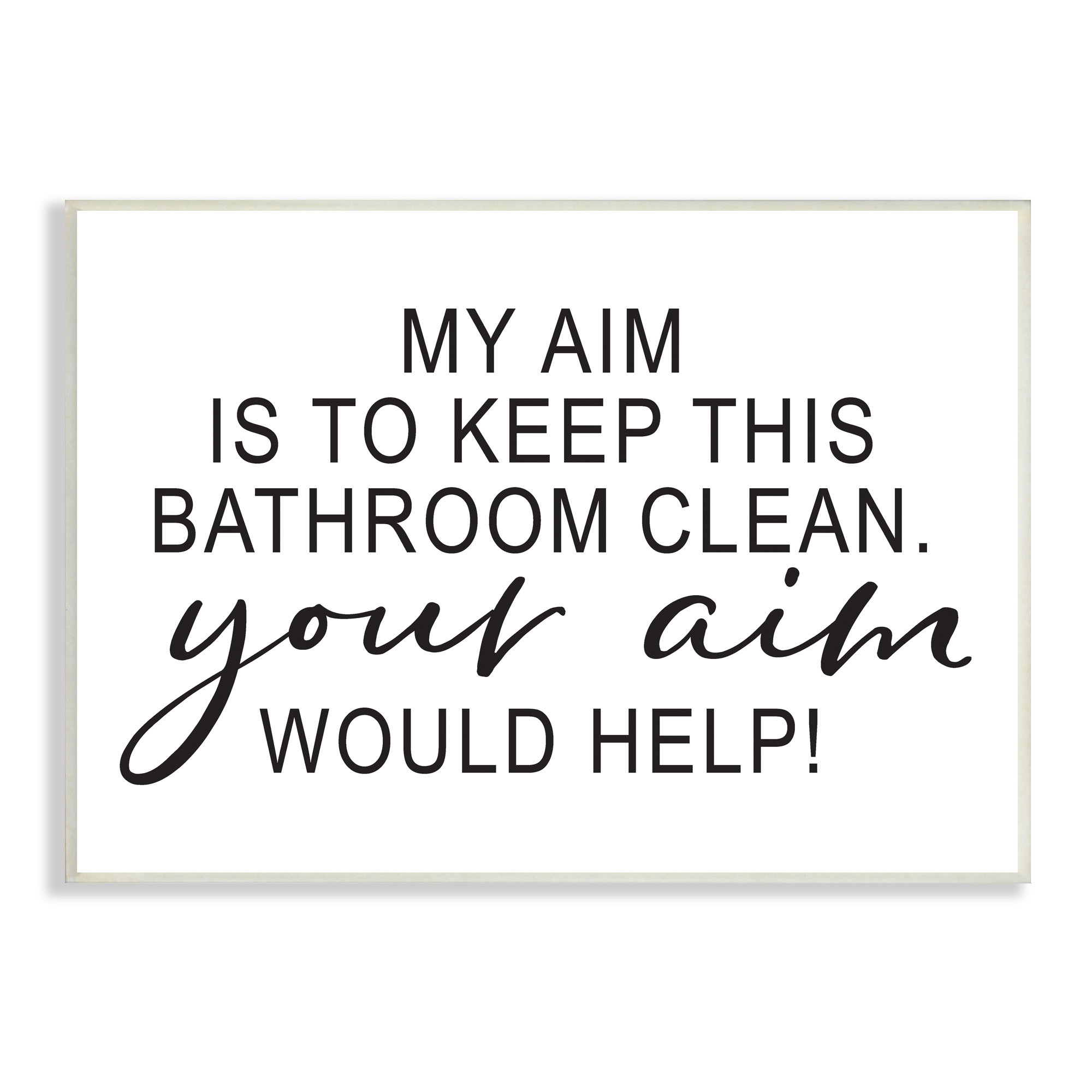 Stupell Industries Bathroom Aim Humorous On Canvas by Lettered And ...