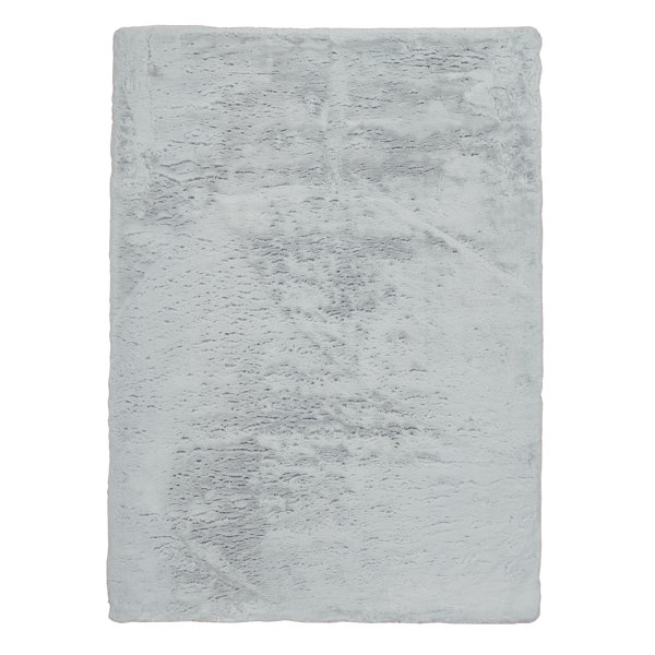 Mercer41 Jalissia Faux Rabbit Fur Hand Tufted Solid Color Rug | Wayfair