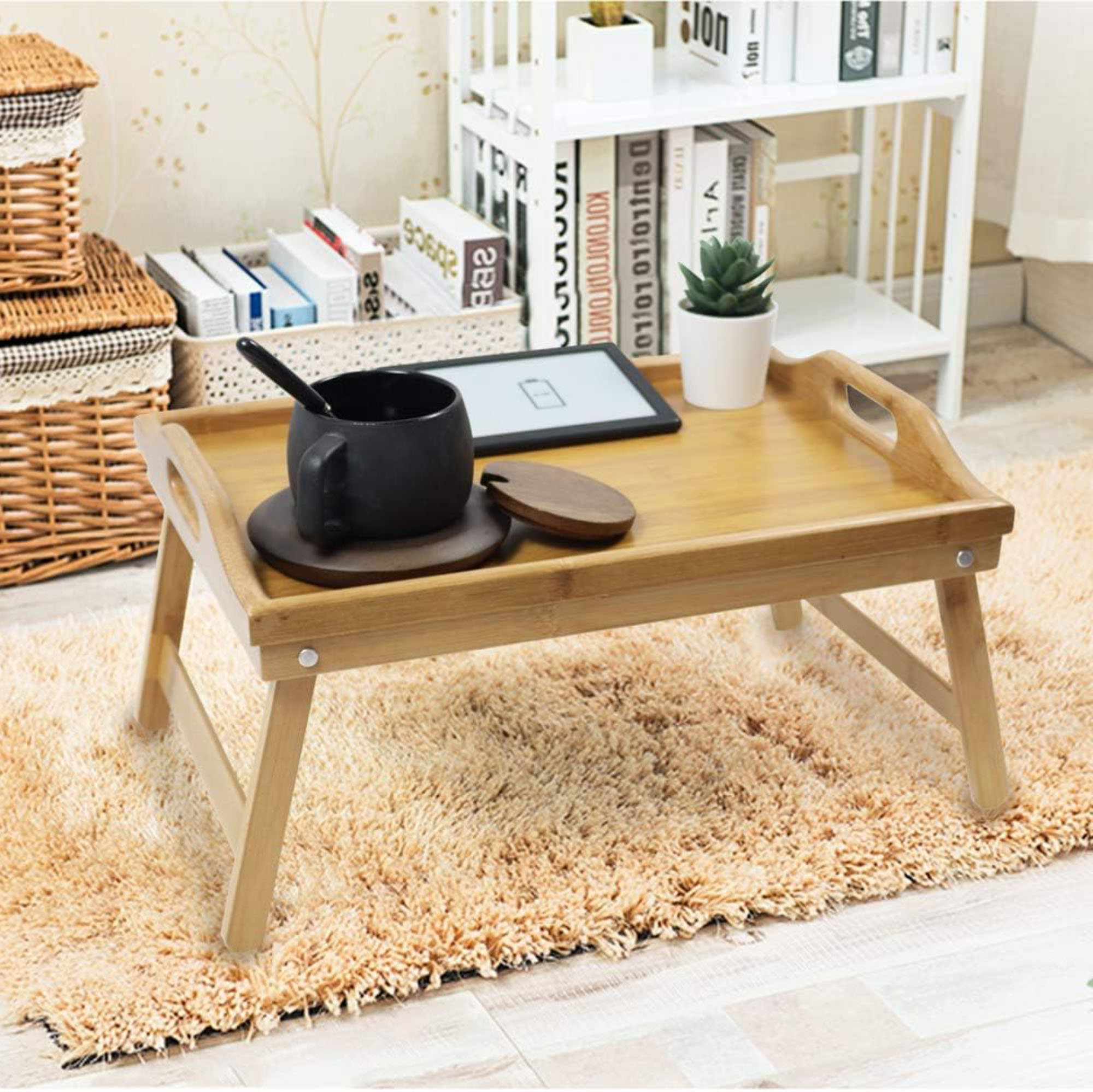 George Oliver Bed Tray Table With Folding Legs ,Foldable Serving ...