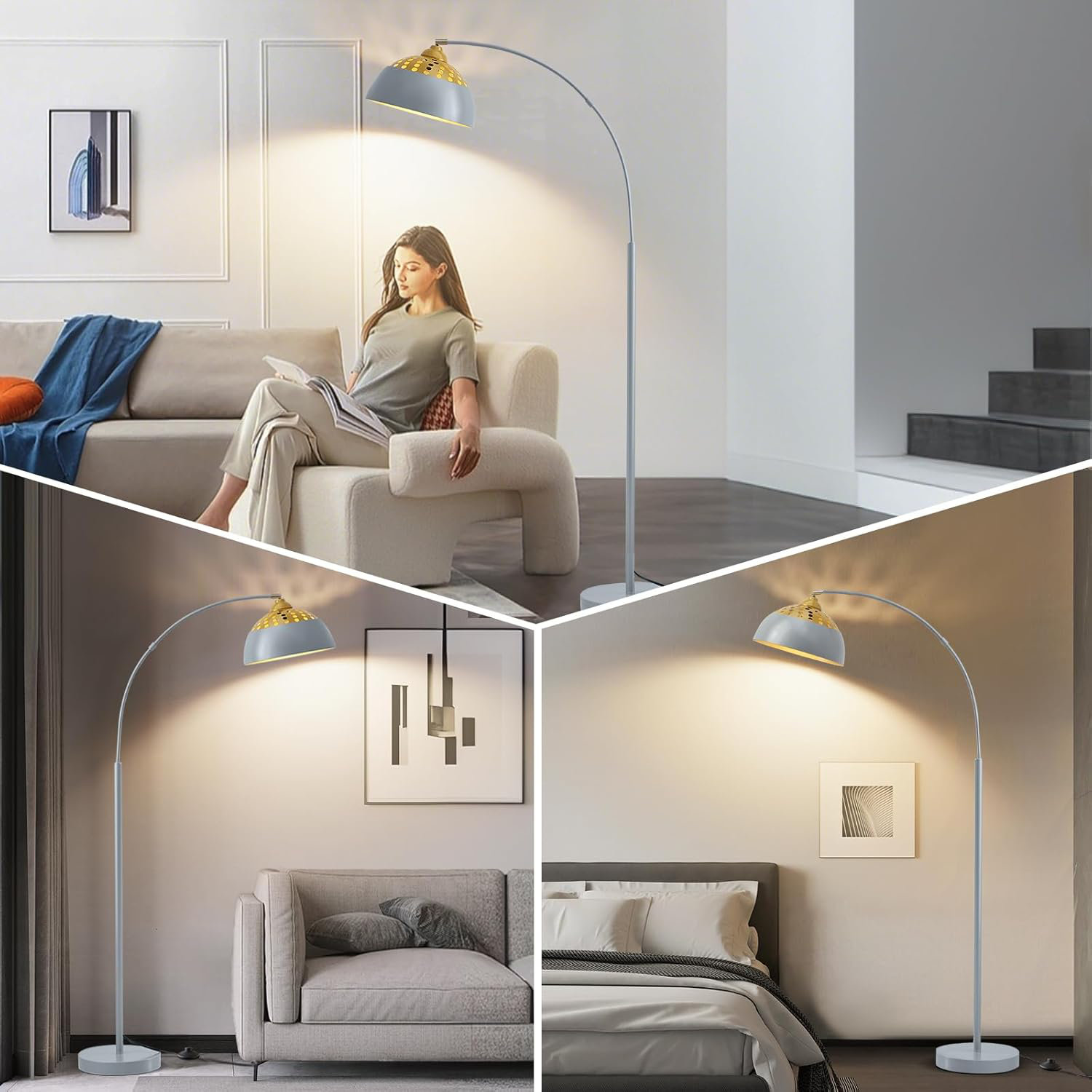 George Oliver Adjustable Arc Floor Lamp With 350° Rotatable Shade ...