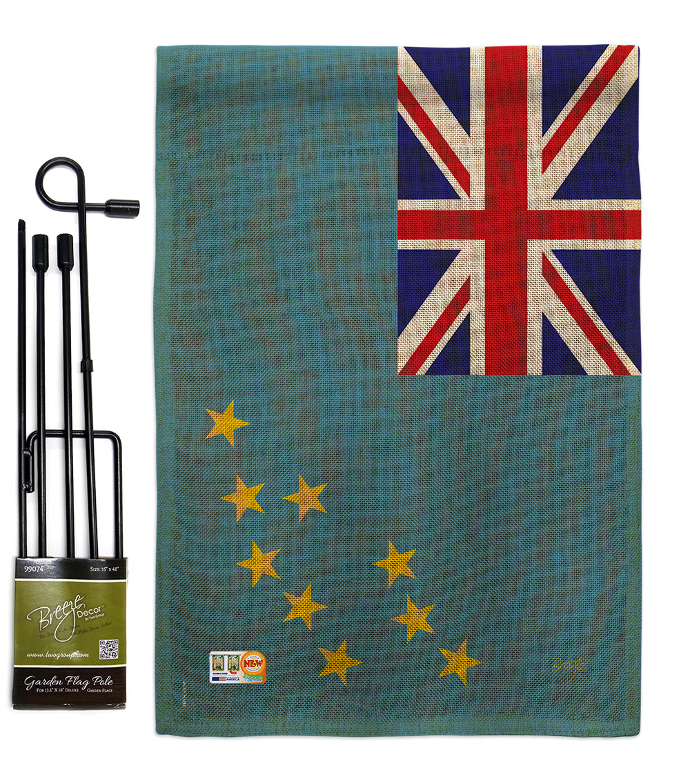 Breeze Decor Tuvalu the World Nationality Impressions 2-Sided Burlap 19 ...