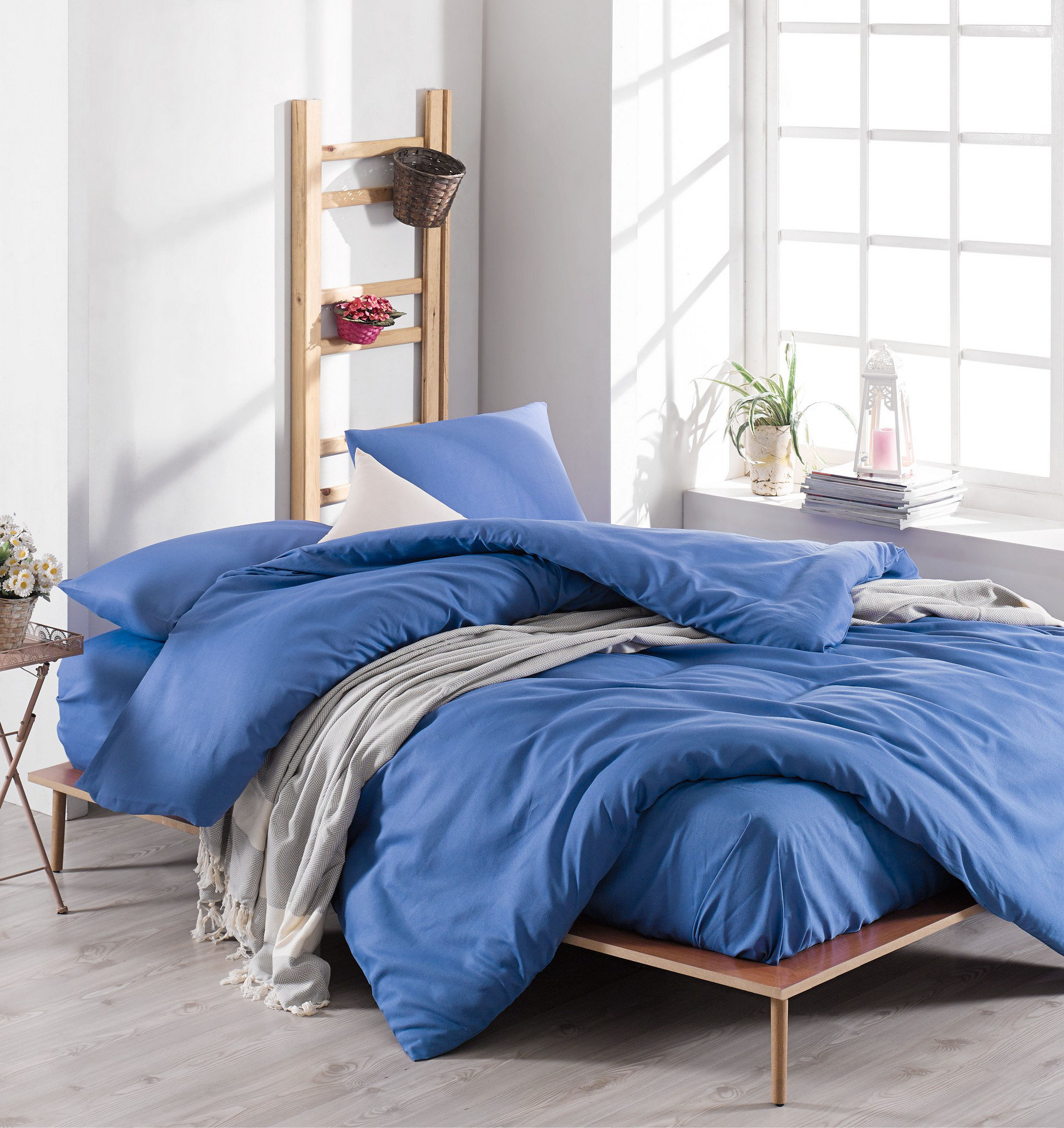 Asir Group INC Emme-Leigh Sax Blue Cotton Blend 3 Piece Duvet Cover Set ...