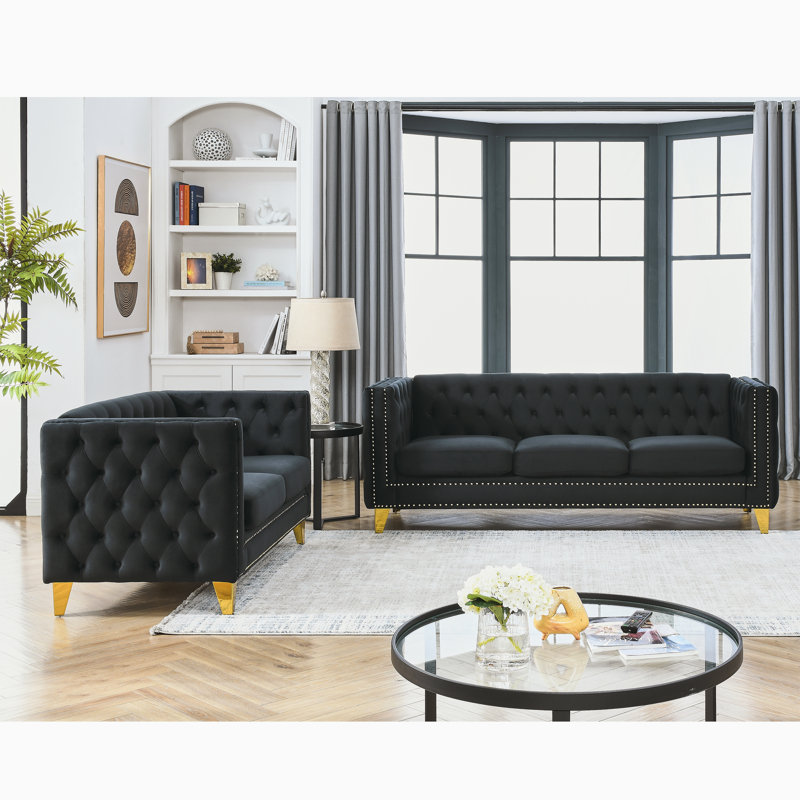 Everly Quinn Markwich 2 - Piece Velvet Living Room Set | Wayfair