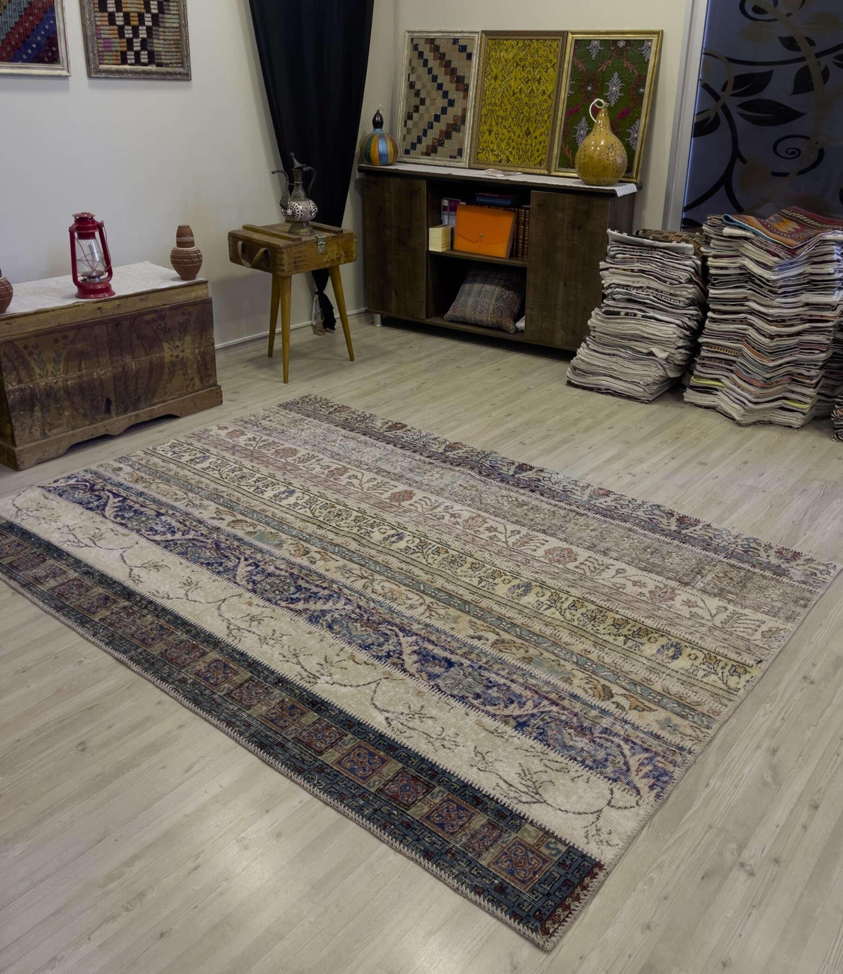 Isabelline Hull Patchwork Hand Woven Beige Multicolor Rug | Wayfair