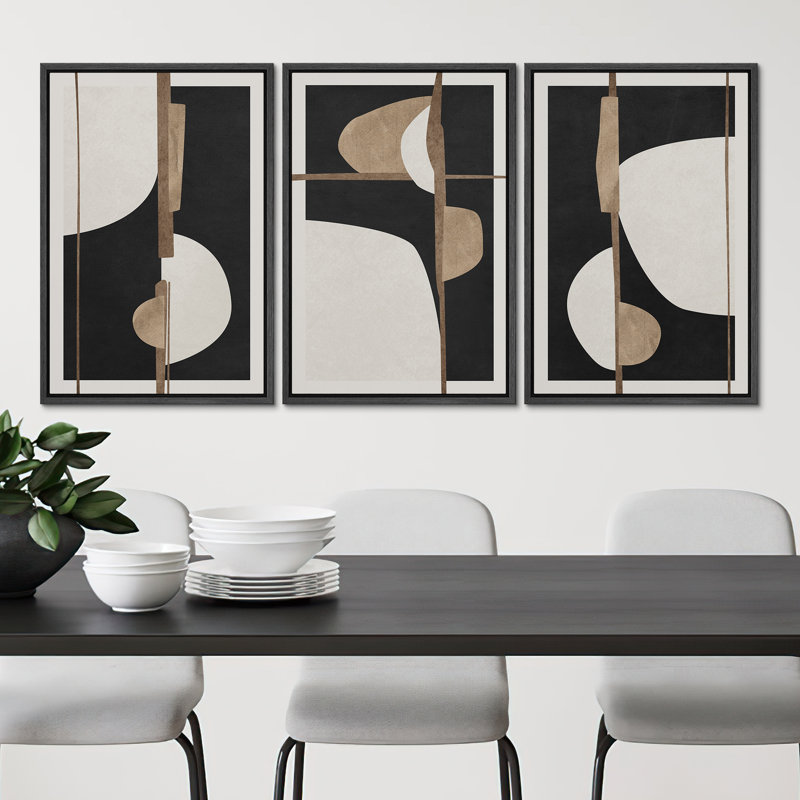 SIGNLEADER Mid-Century Modern Abstract Shapes Collage Black Neutral ...