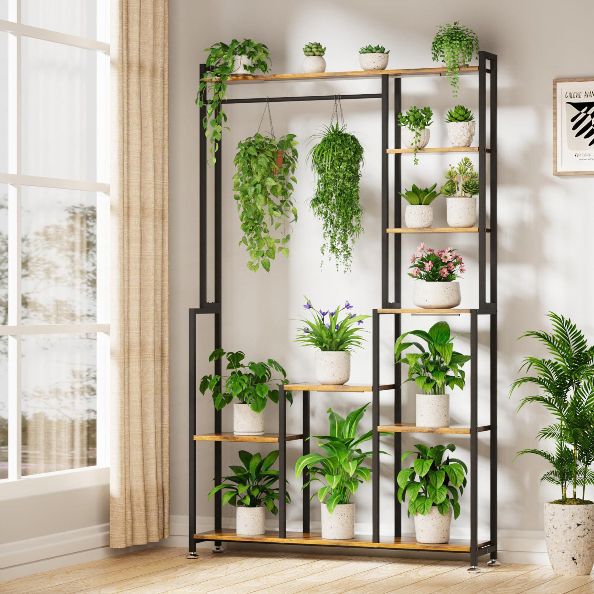 Wrought Studio™ Large Plant Stand With Grow Light, Plant Shelf, 8 ...